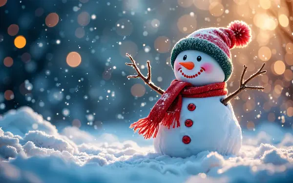 Charming Snowman in Stunning 4K Ultra HD Wallpaper by QuantumCurator