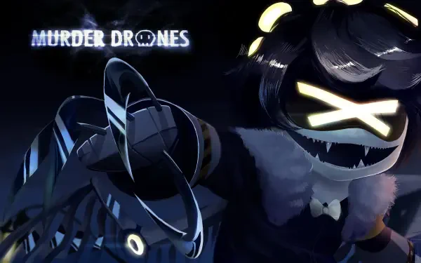 Murder Drones HD Wallpaper Cyn Uzi Doorman In Action 1920x1080