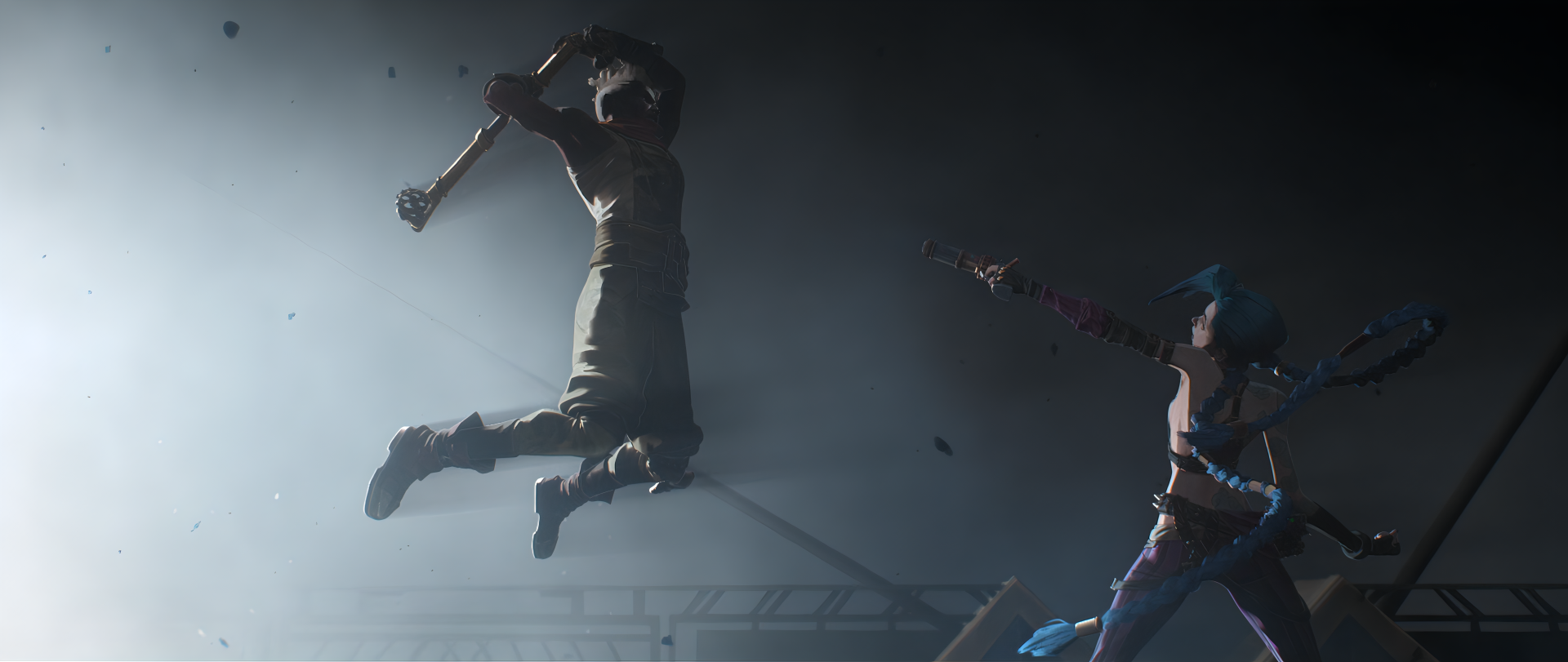 Epic Showdown: Ekko vs. Jinx in Arcane Season 2 - 4K Ultra HD Wallpaper