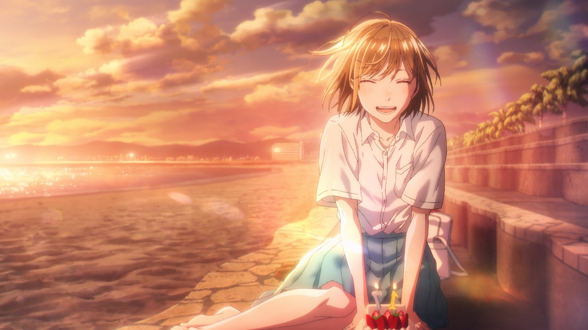 Chinatsu Kano from Blue Box - Stunning Anime HD Sunset Wallpaper