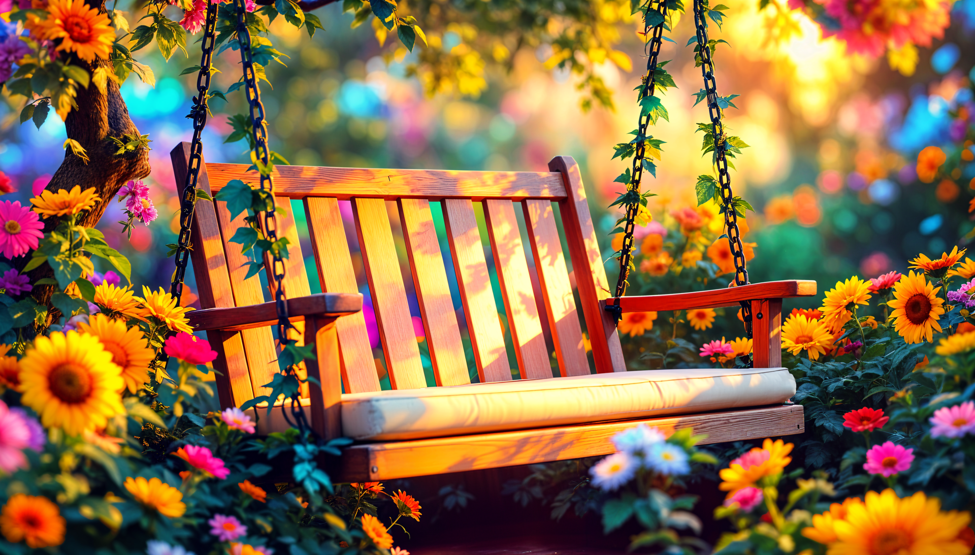 Patio Swing Bliss in Stunning 4K Ultra HD Wallpaper by QuantumCurator