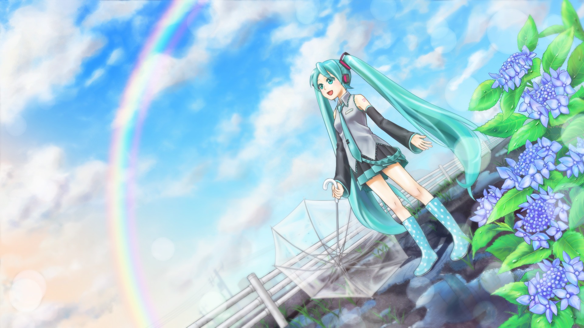 Download Rainbow Sky Hatsune Miku Anime Vocaloid Sky Anime HD Wallpaper
