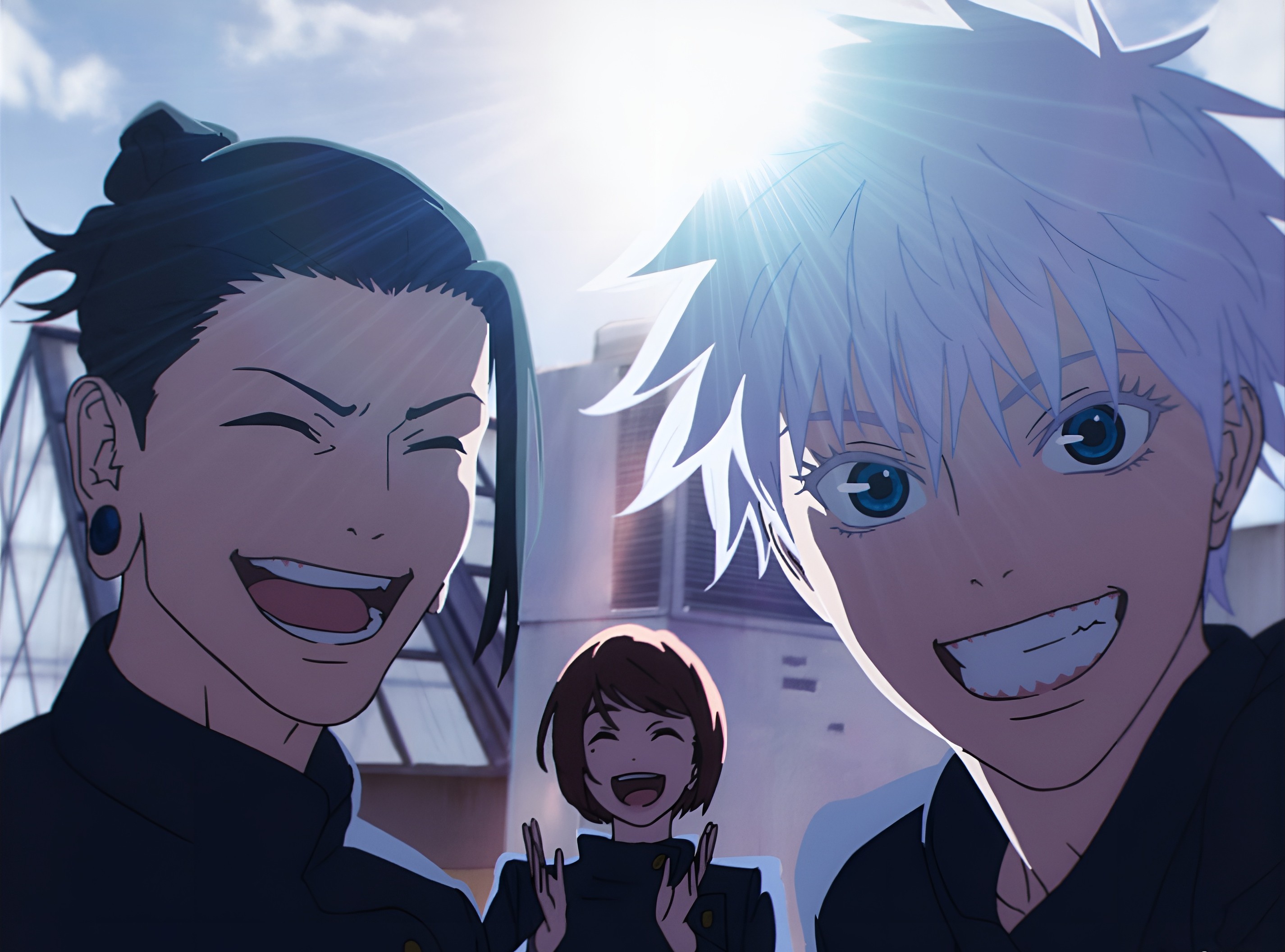 Jujutsu Kaisen Trio: Gojo, Geto & Shoko HD Wallpaper