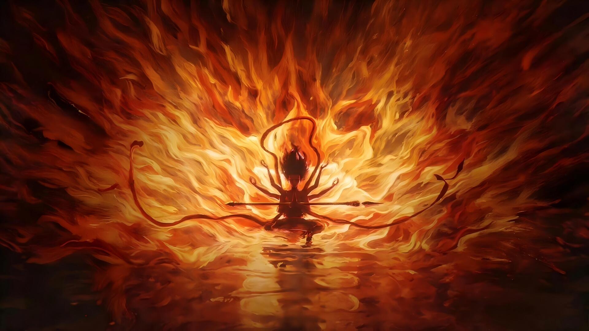 Ne Zha 2: Epic 8K Ultra HD Wallpaper of Fiery Transformation