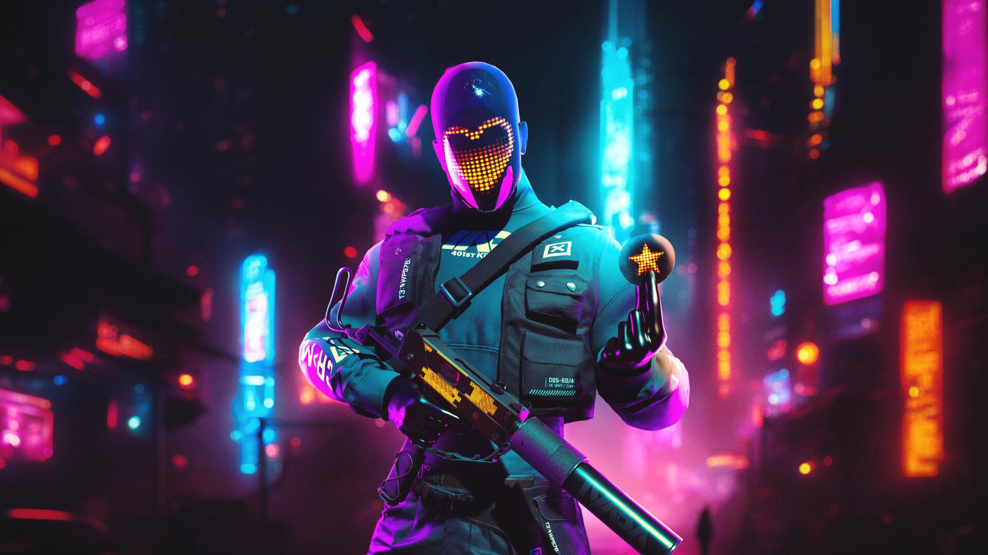 Neon Warrior: 4K Ultra HD Wallpaper from The Finals