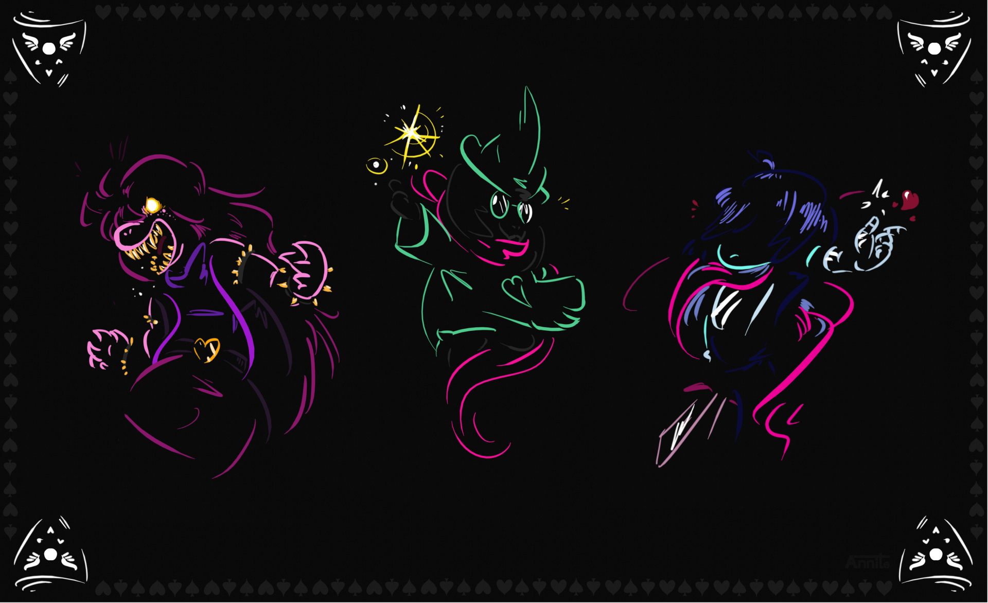 Deltarune Neon Characters 4K Ultra HD Video Game Wallpaper