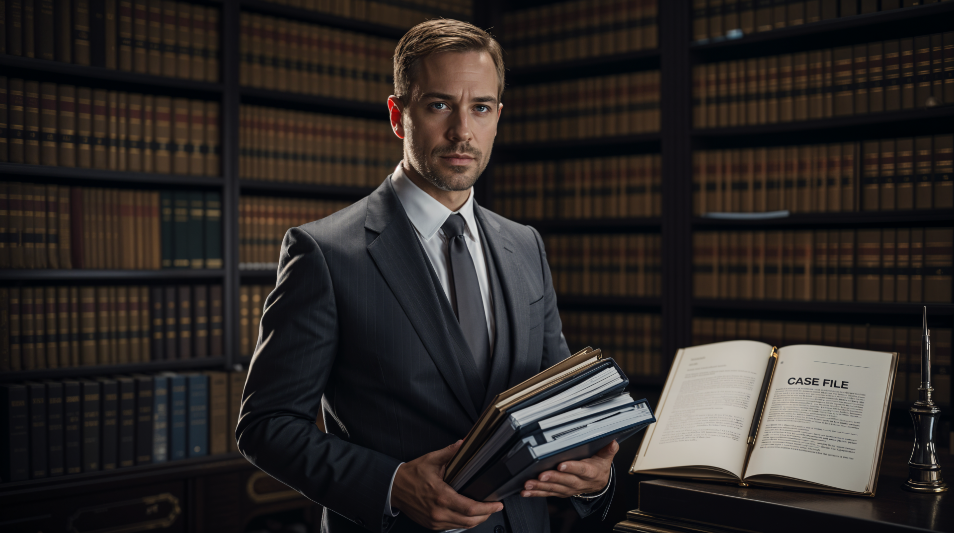 4K Legal Authority Wallpaper — The Lawyer in the Library by QuantumCurator