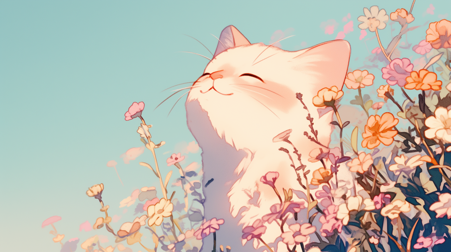 Sunlit Blossom — Anime Cat 2K Quad HD AI Wallpaper | 2912x1632 ...