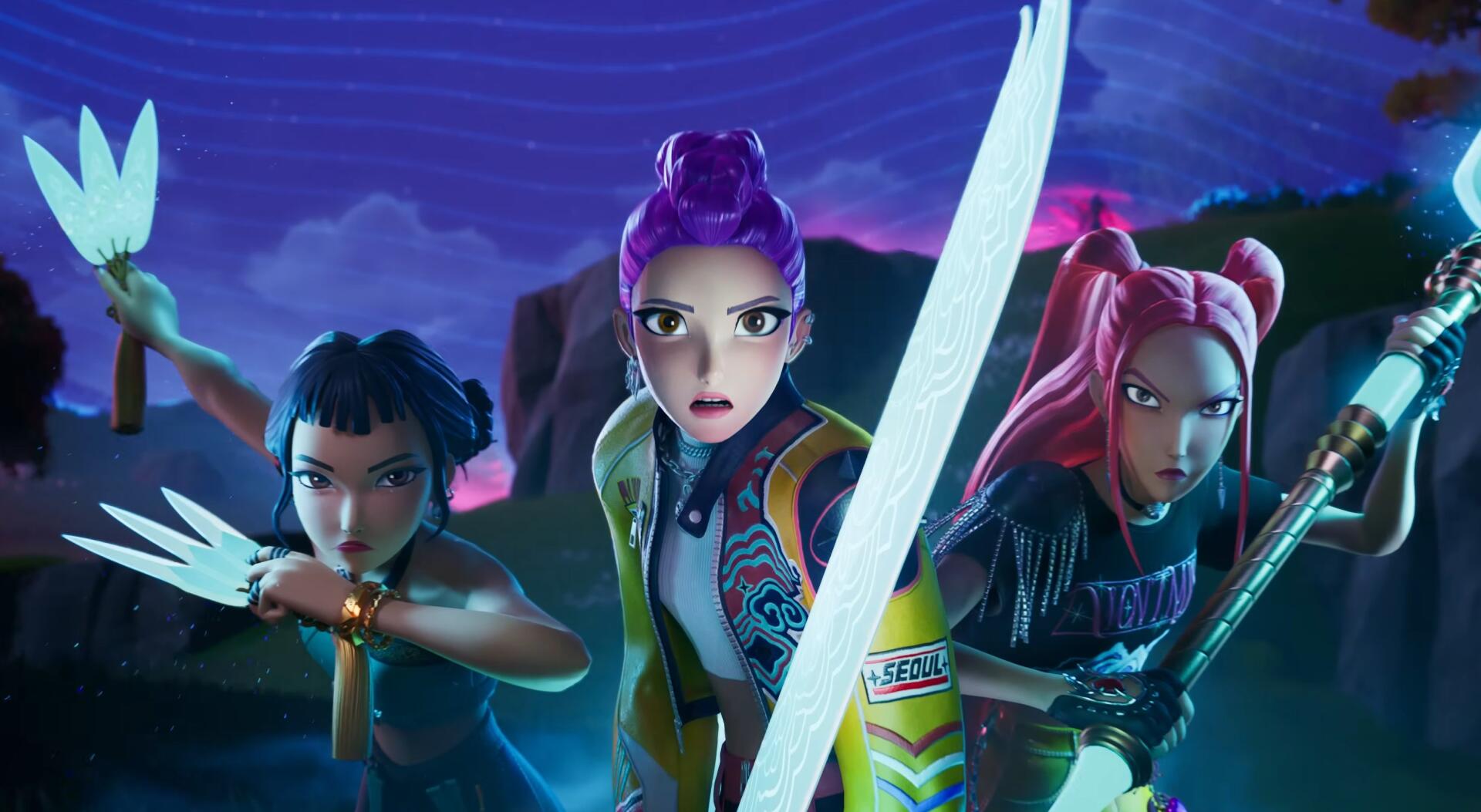 Fortnite — K-Pop Demon Hunters: Rumi, Mira & Zoey | 2K Quad HD Wallpaper