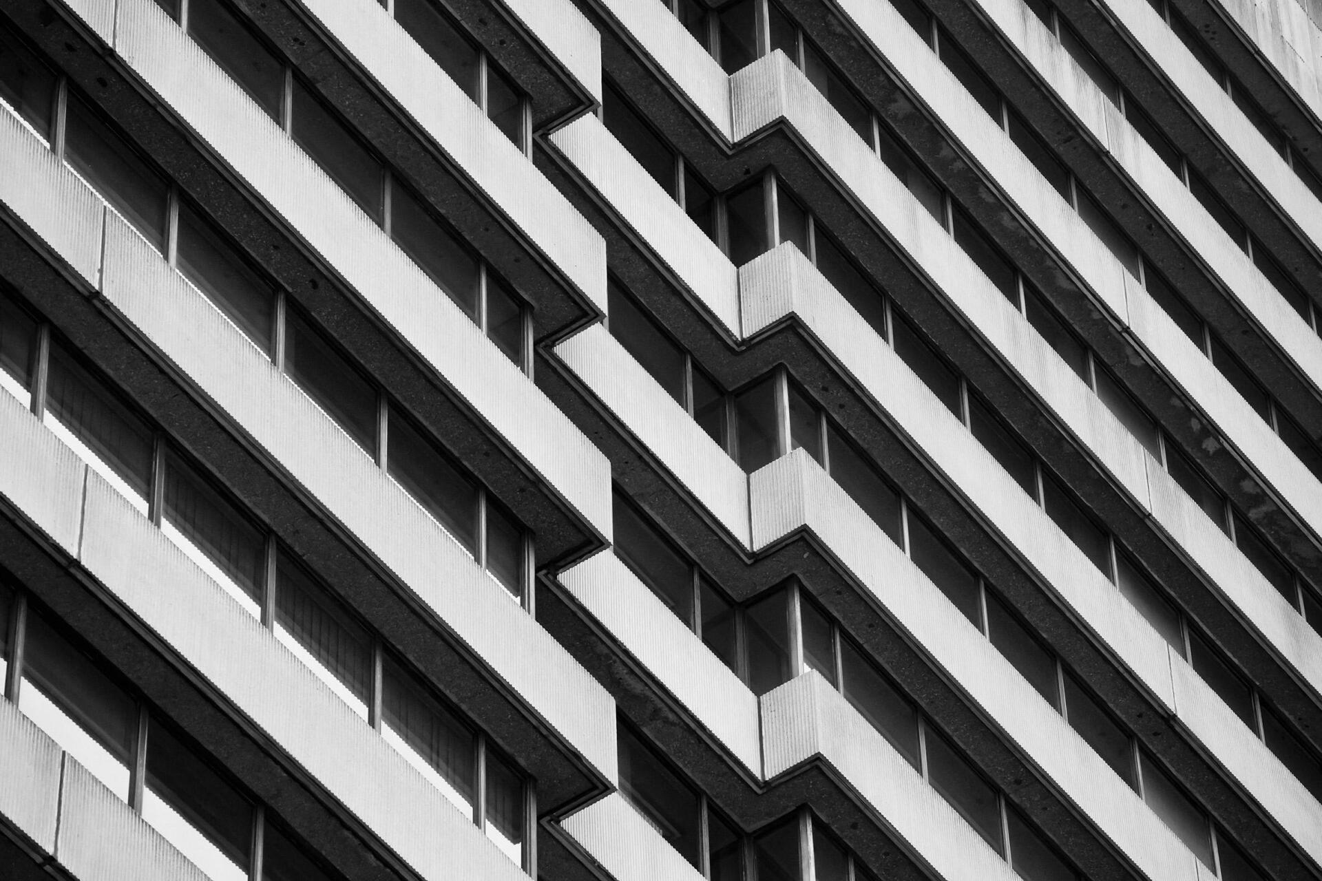 Brutalist Balcony Facade — HD Architectural Wallpaper