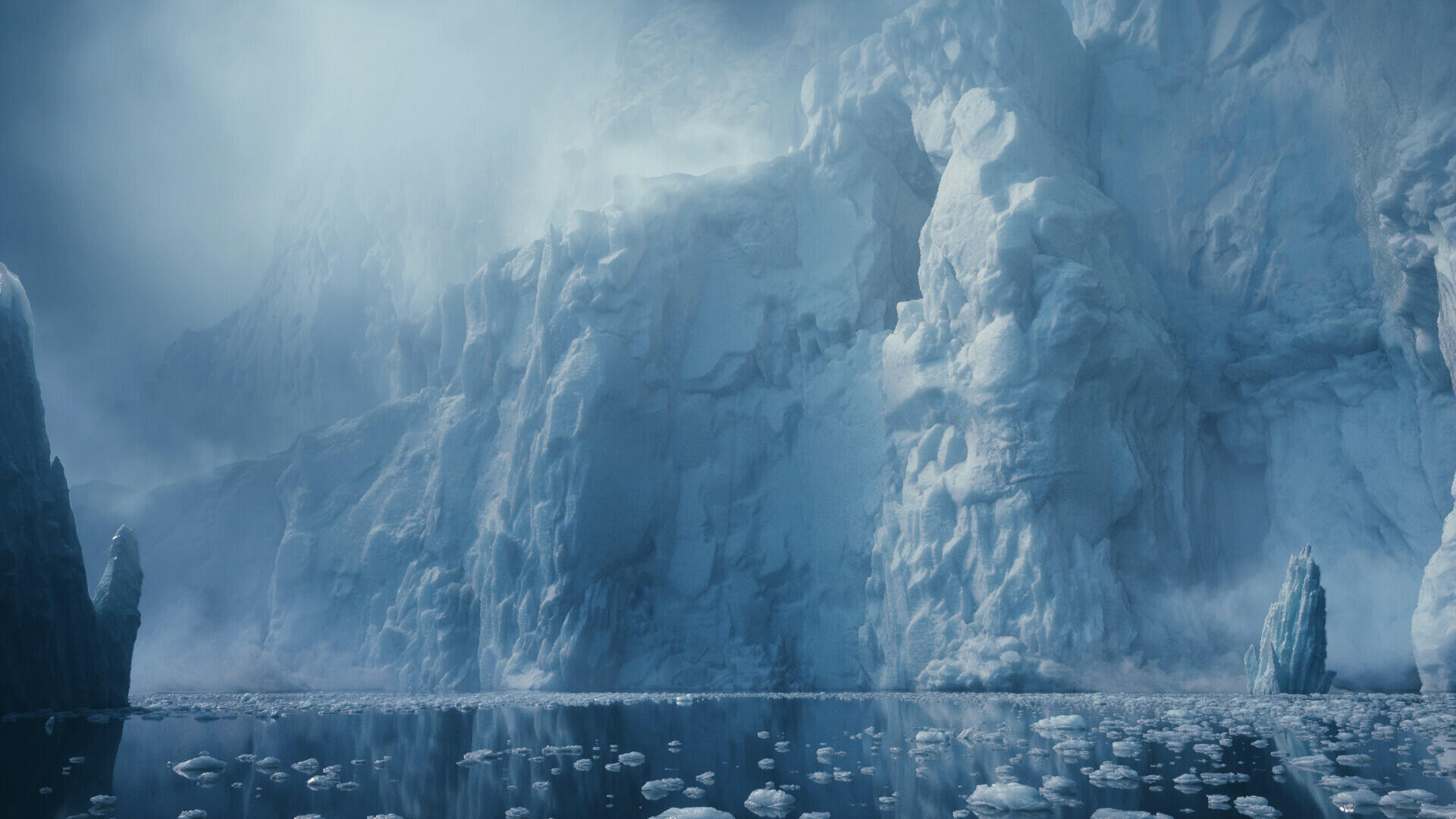 Frozen Citadel — Fantasy Iceberg Mountain HD Wallpaper by Mike Johnson
