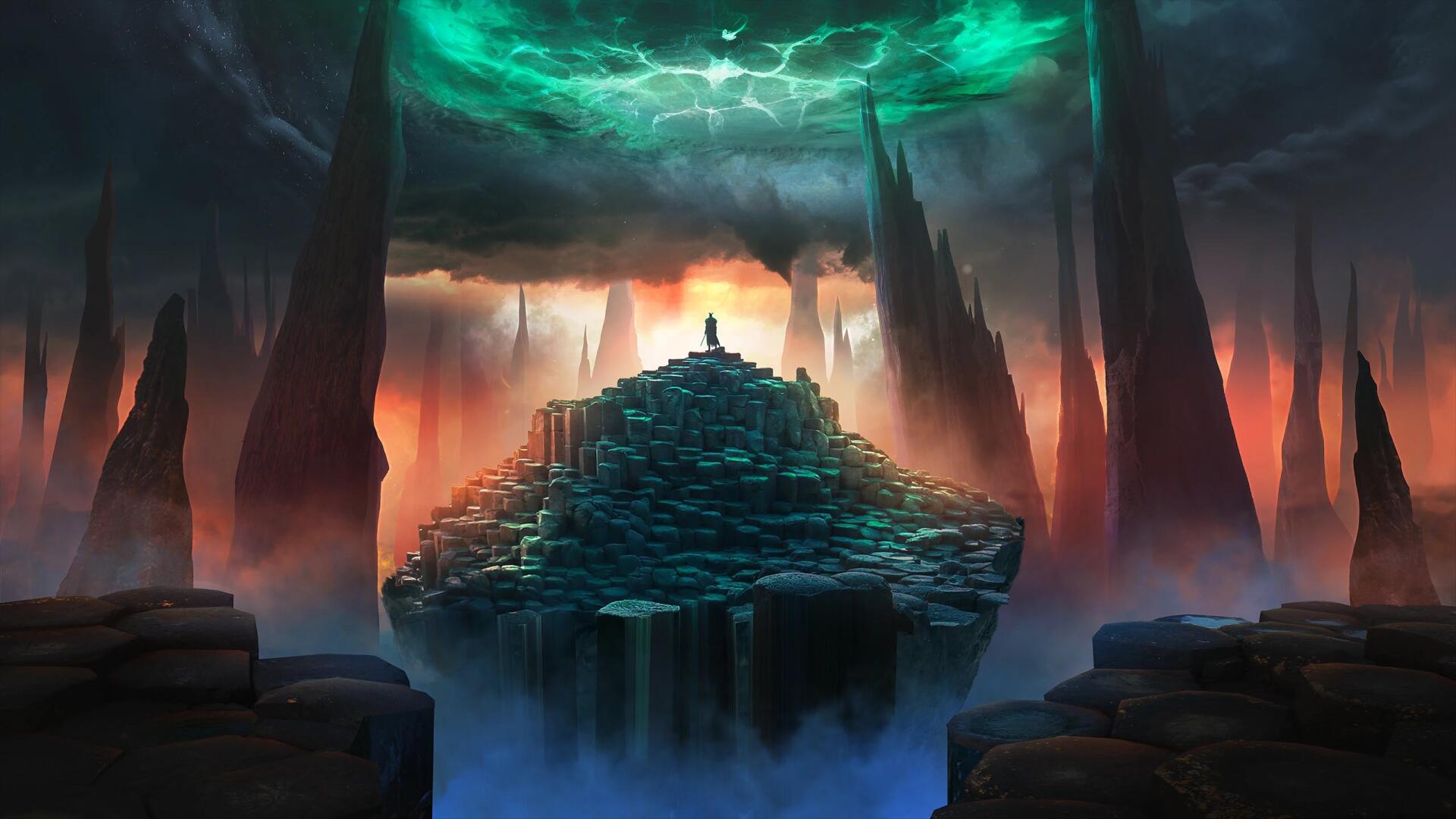 2K Quad HD: Stormborne Warrior Over Eldritch Landscape by Martina Stipan