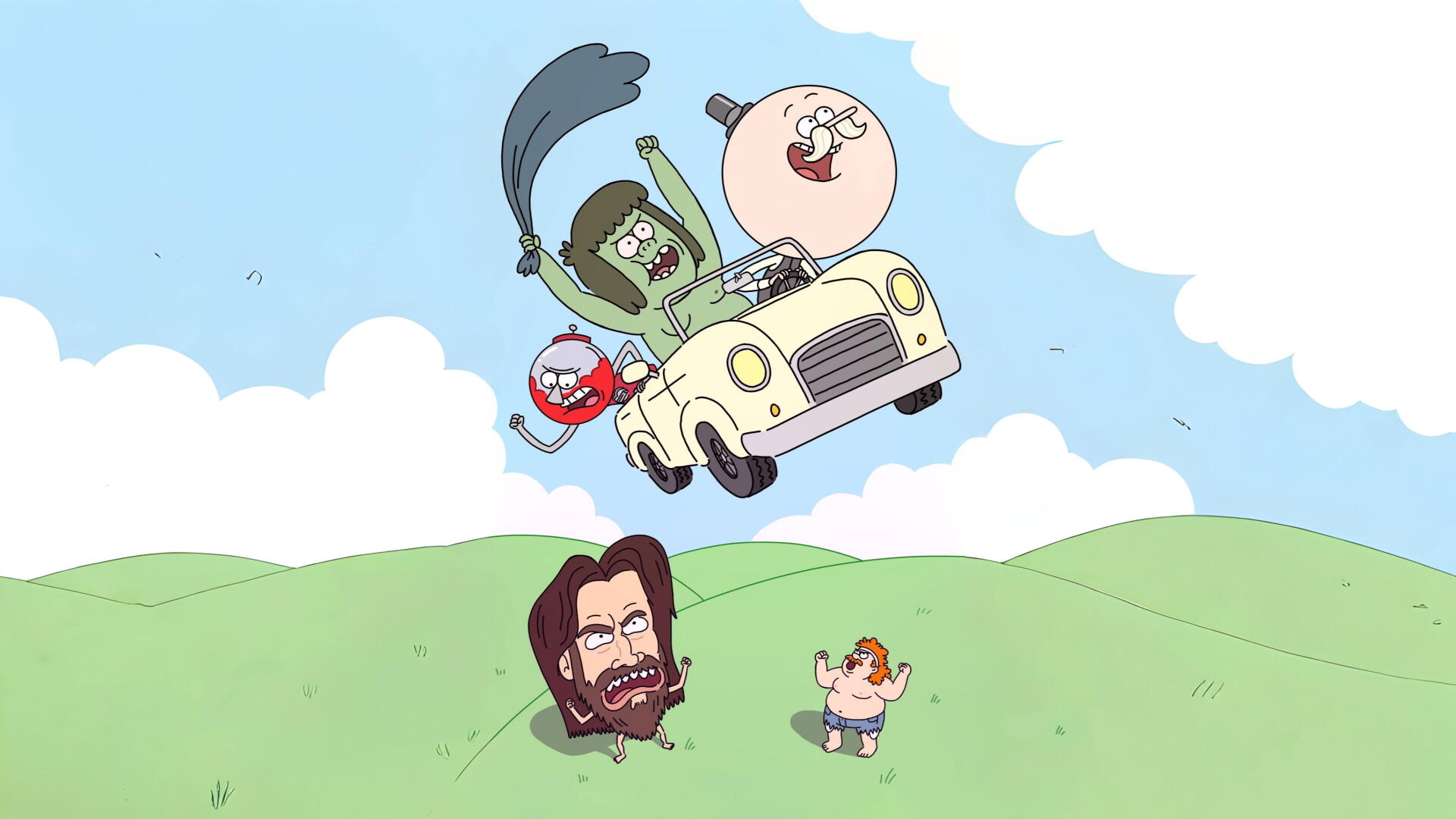 Regular Show 2K Quad HD Wallpaper — Sky-High Shenanigans