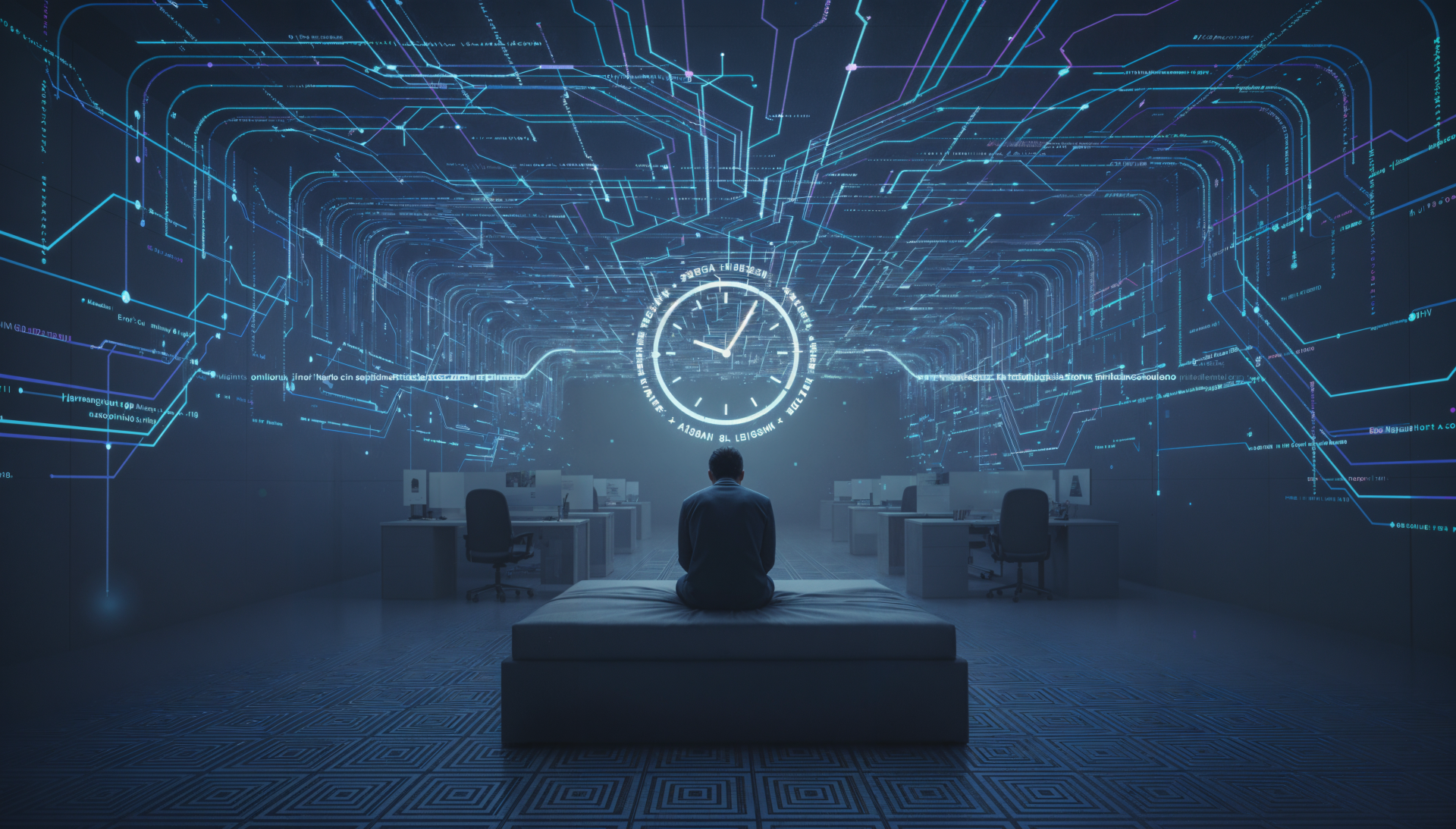 Download Digital Clock Man Hologram 4k Ultra HD Wallpaper by QuantumCurator