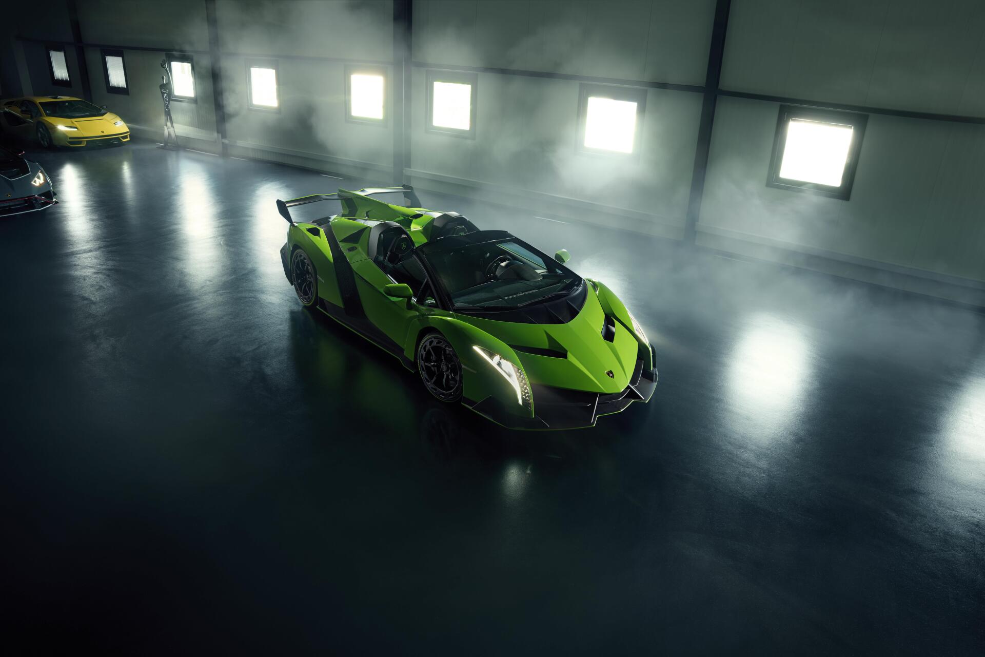 Lamborghini Veneno Roadster — Green 8K Ultra HD Wallpaper