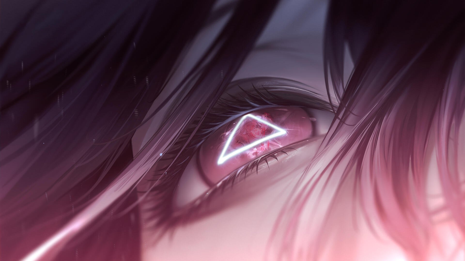 Path to Nowhere: Neon Triangle Eye — 4K Mobile Wallpaper