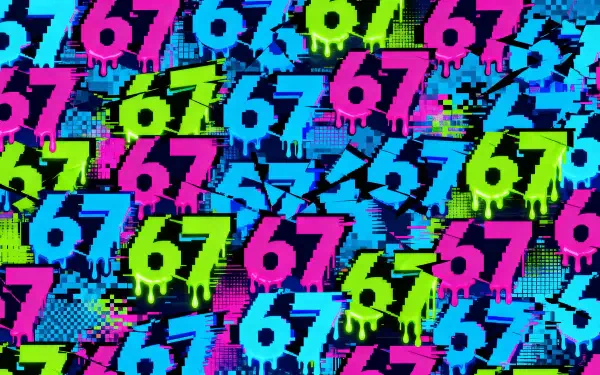 67 Meme: 4K Ultra HD Neon Number Explosion Wallpaper by robokoboto