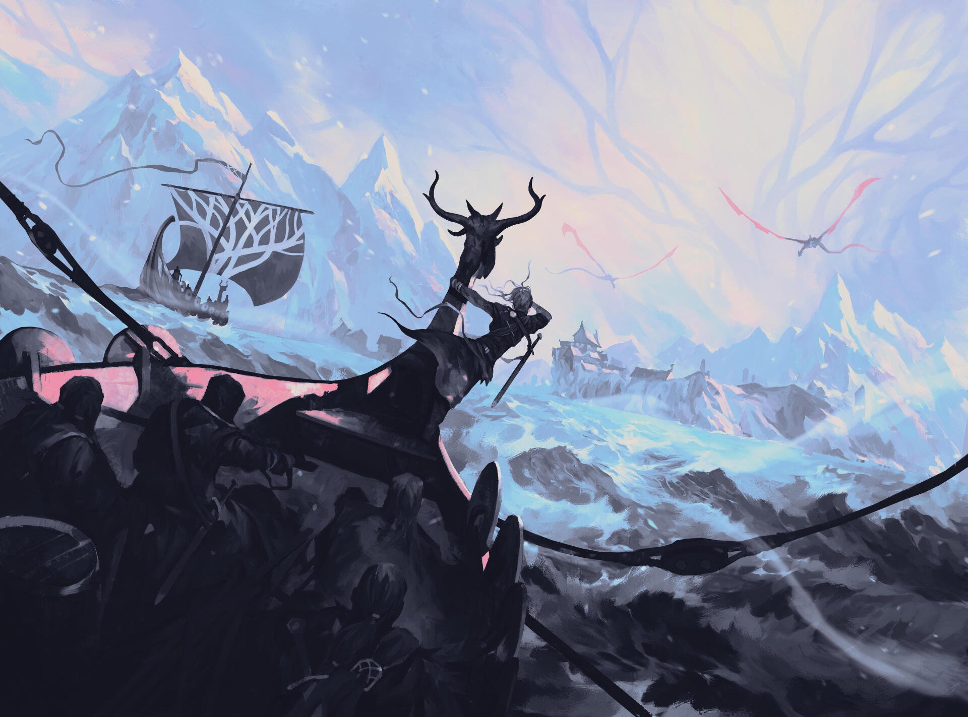 Frost Stag — 4K Digital Painting Landscape Wallpaper | 3840x2846 ...