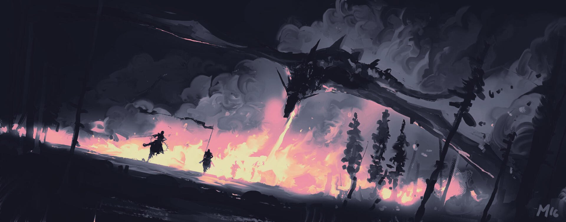 Emberstorm — Dragon Landscape Digital Painting (HD Wallpaper ...