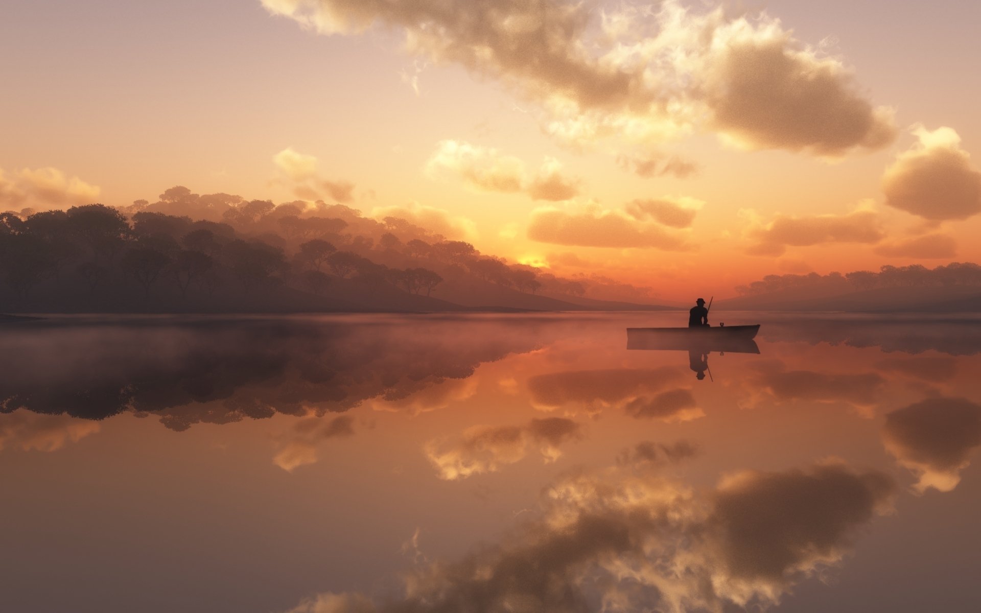 Tranquil Reflections: HD Wallpaper of Serenity on Water