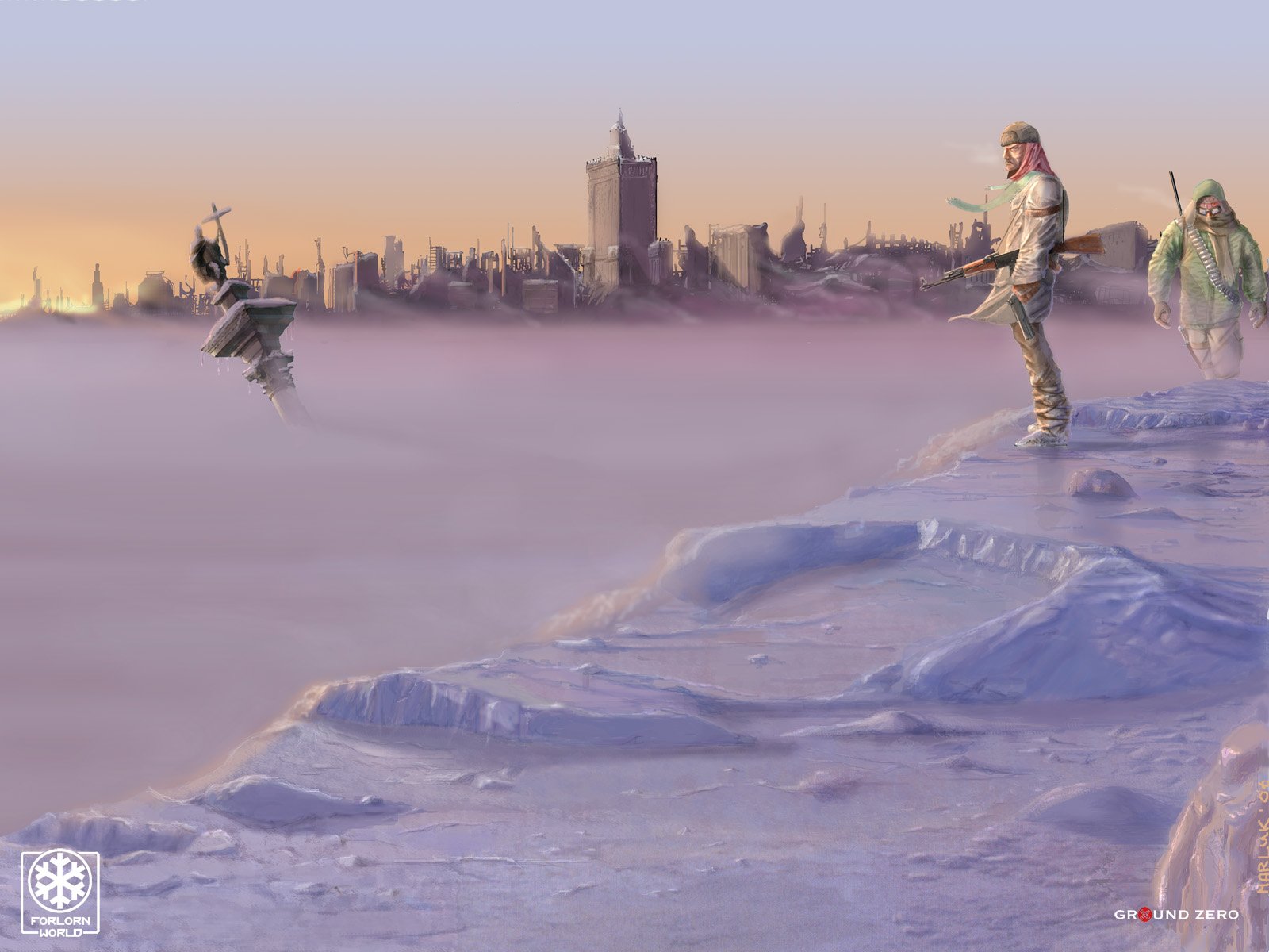 Apocalyptic Hunter in Winter Warsaw - HD Wallpaper