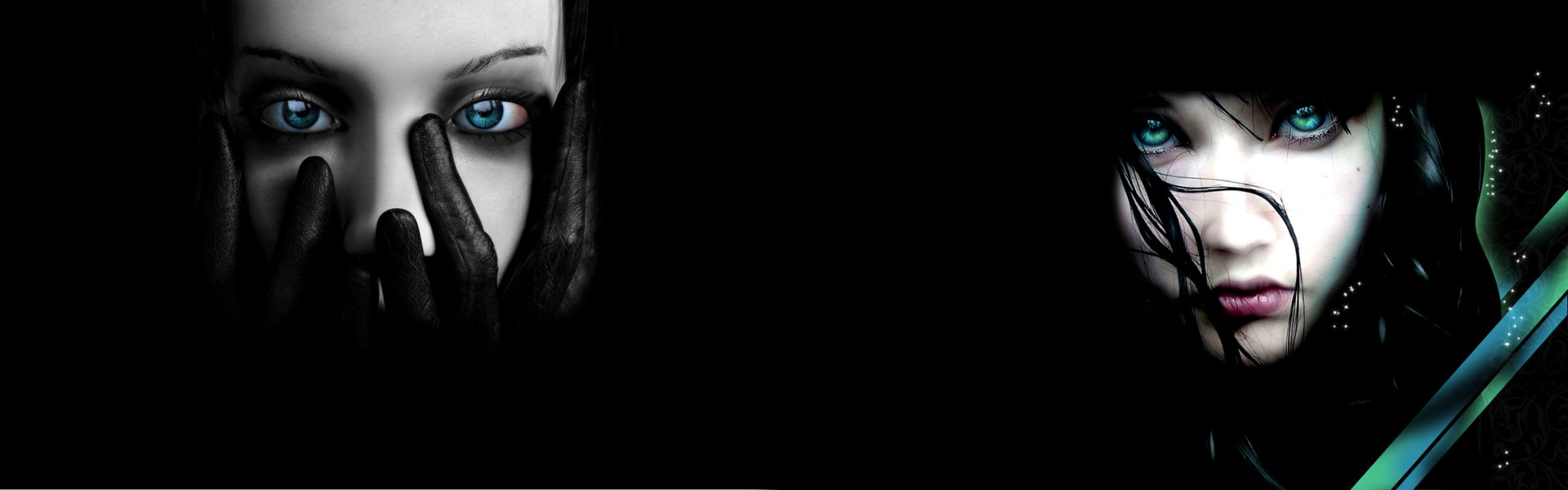 Enigmatic Blue Eyes: Dark Woman HD Wallpaper