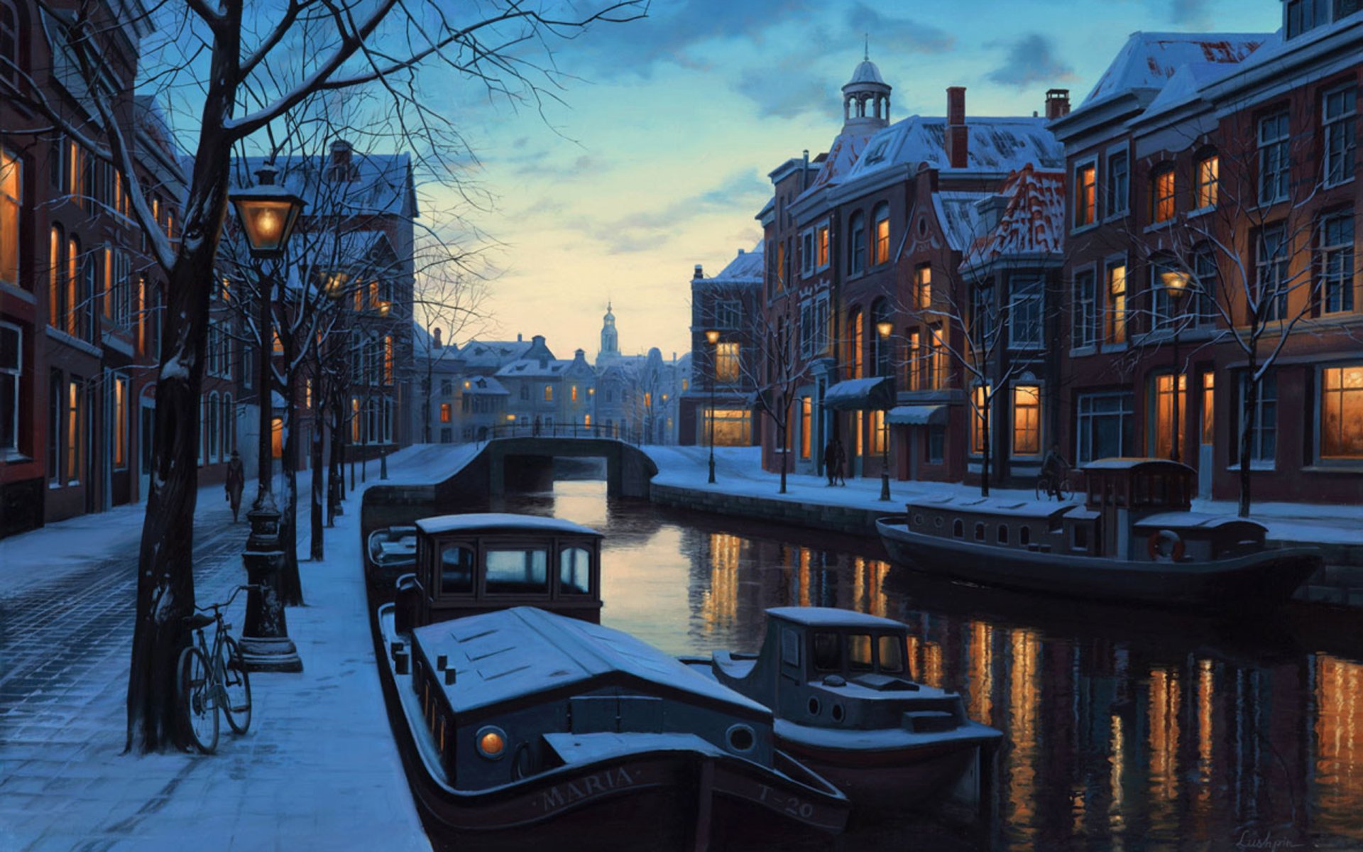 Serene Canal at Dusk: Stunning HD Place Photography Wallpaper