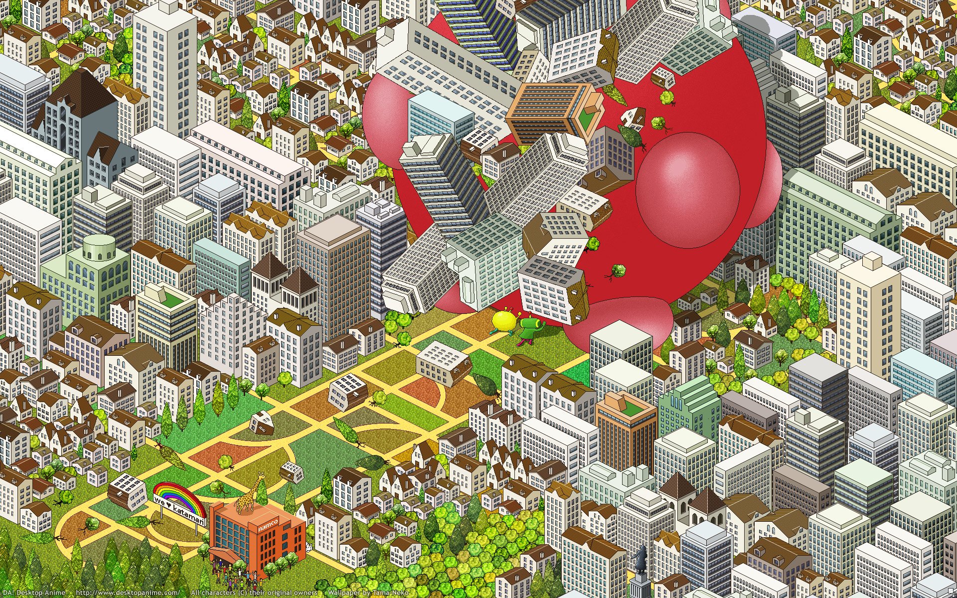 Katamari Damacy HD Wallpaper: Roll Through the Vibrant Cityscape