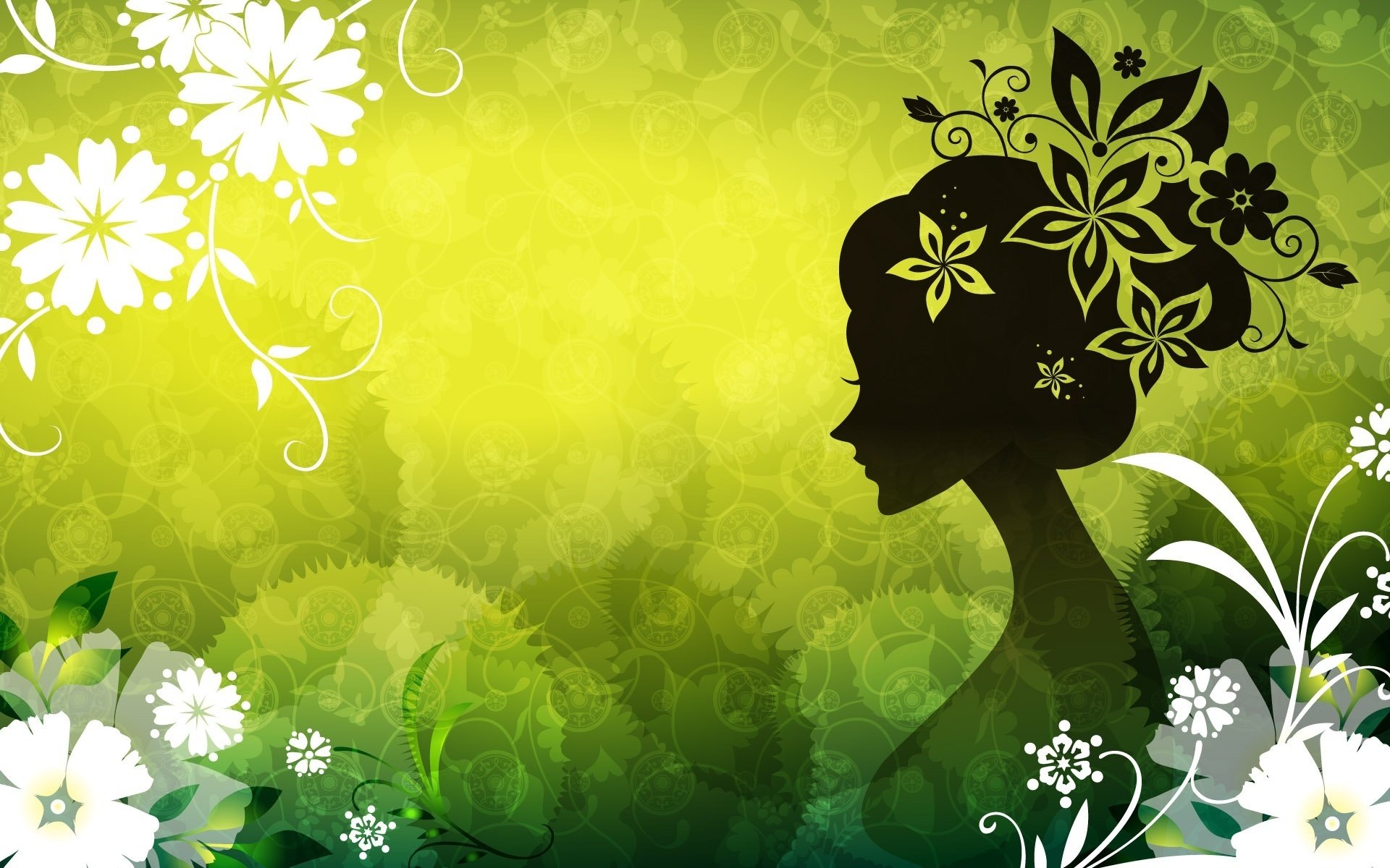 Abstract Floral Silhouette HD Vector Wallpaper