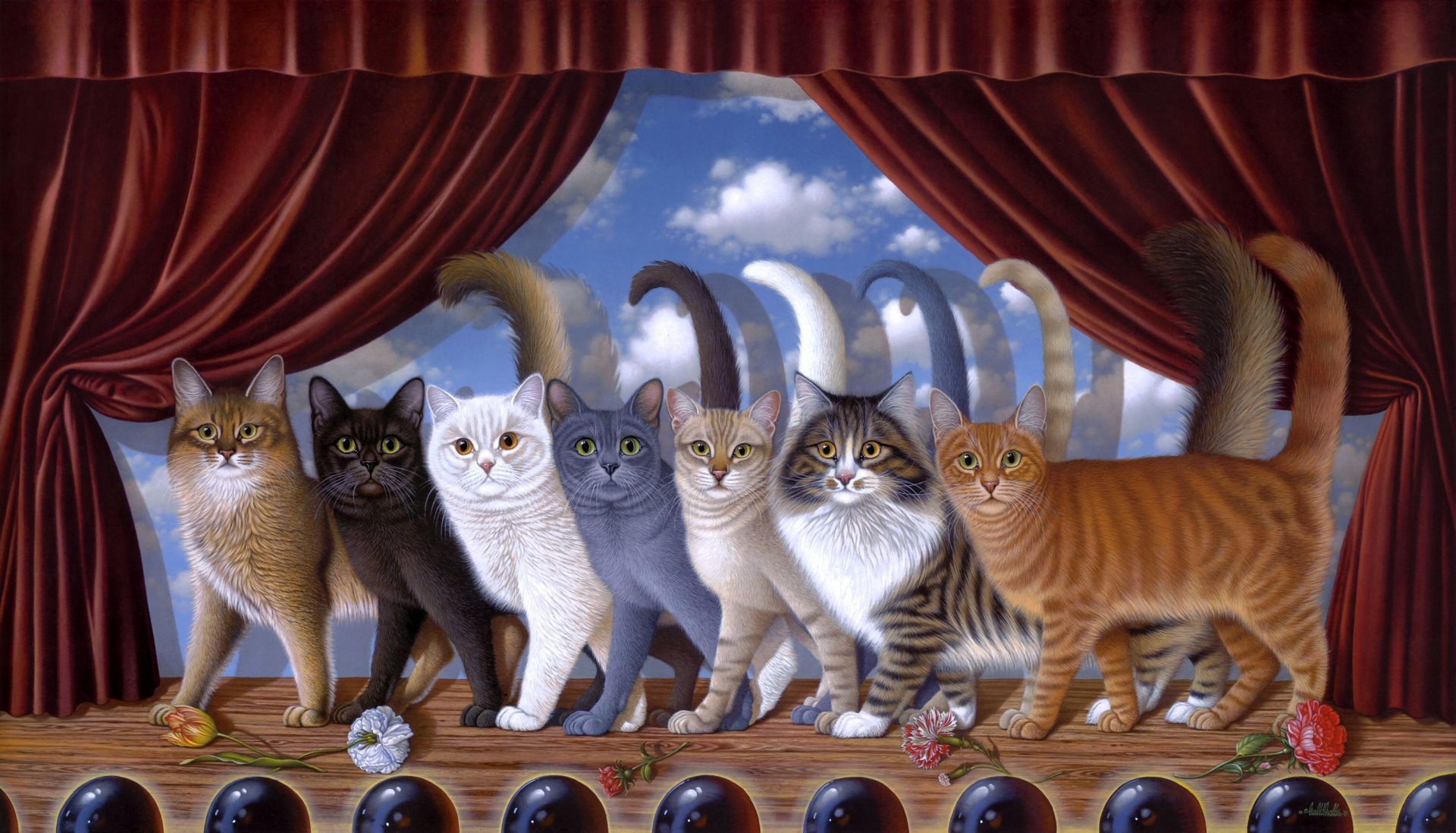 Artistic Feline Symphony: HD Animal Portrait on Stage | 3017x1725 ...