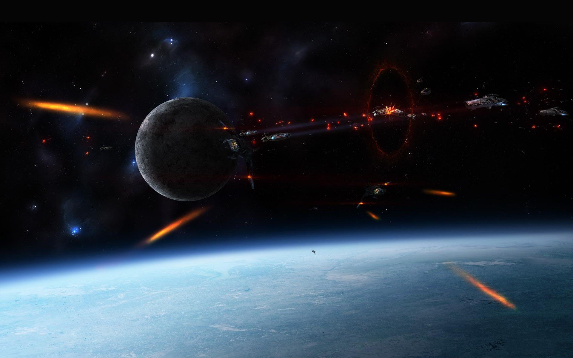 Epic Sci-Fi Battle: HD Wallpaper of Space Explosions