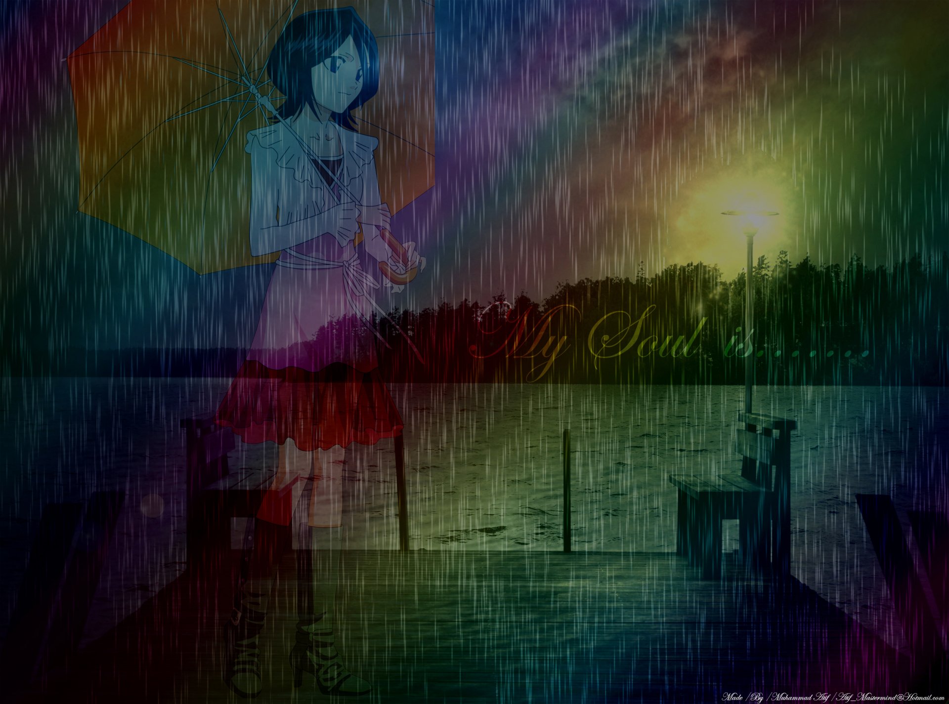 Download Rukia Kuchiki Rainbow Rain Anime Bleach Rain Anime HD Wallpaper