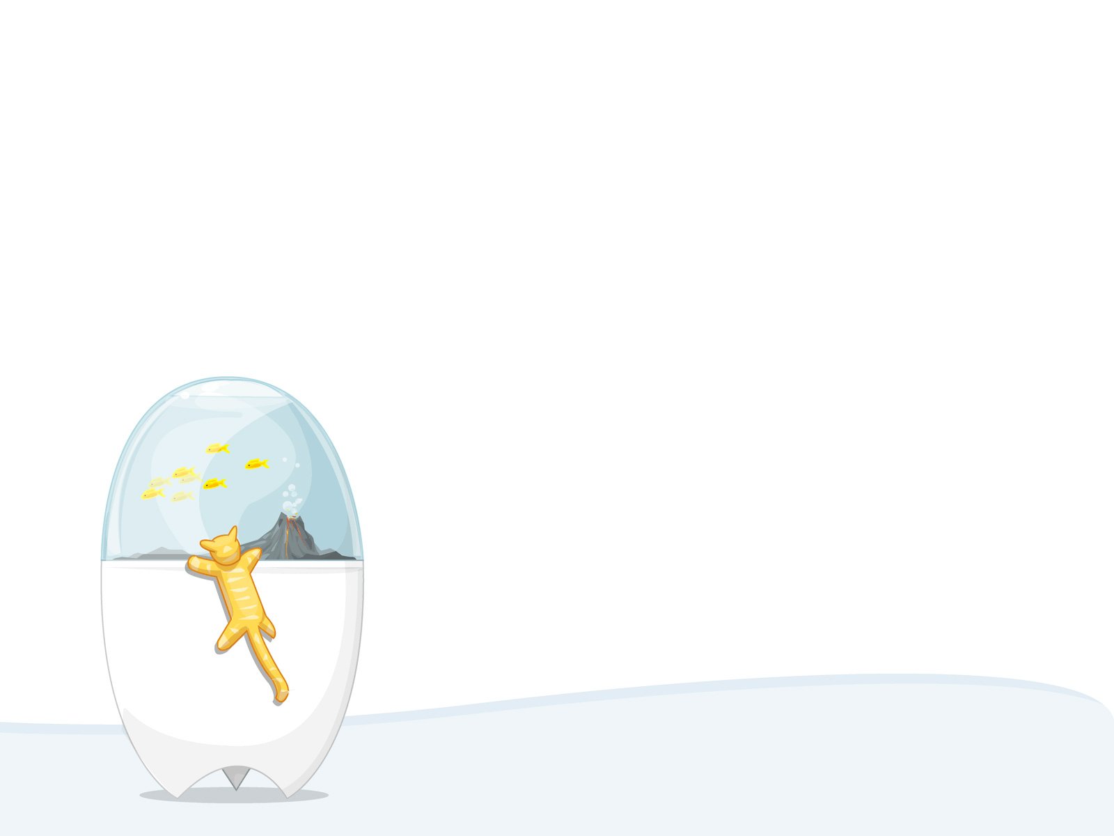 Whimsical Cat and Fish HD Artistic Wallpaper