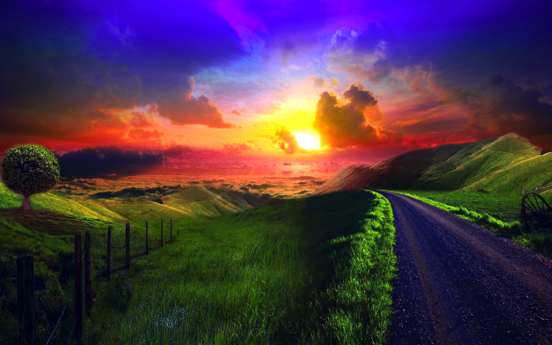 Breathtaking Sunset Road: HD Nature Wallpaper