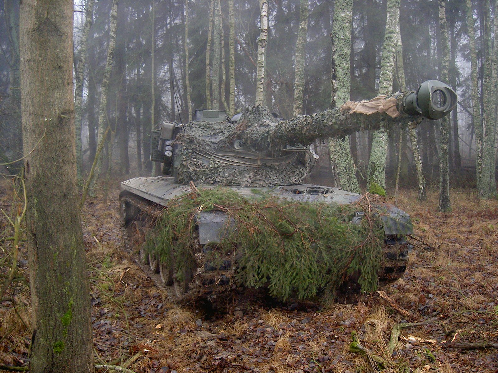 HD Wallpaper of a Camouflaged Military Tank in the Forest