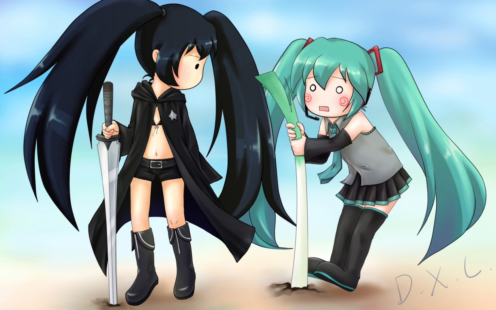 Download Hatsune Miku Anime Black Rock Shooter HD Wallpaper