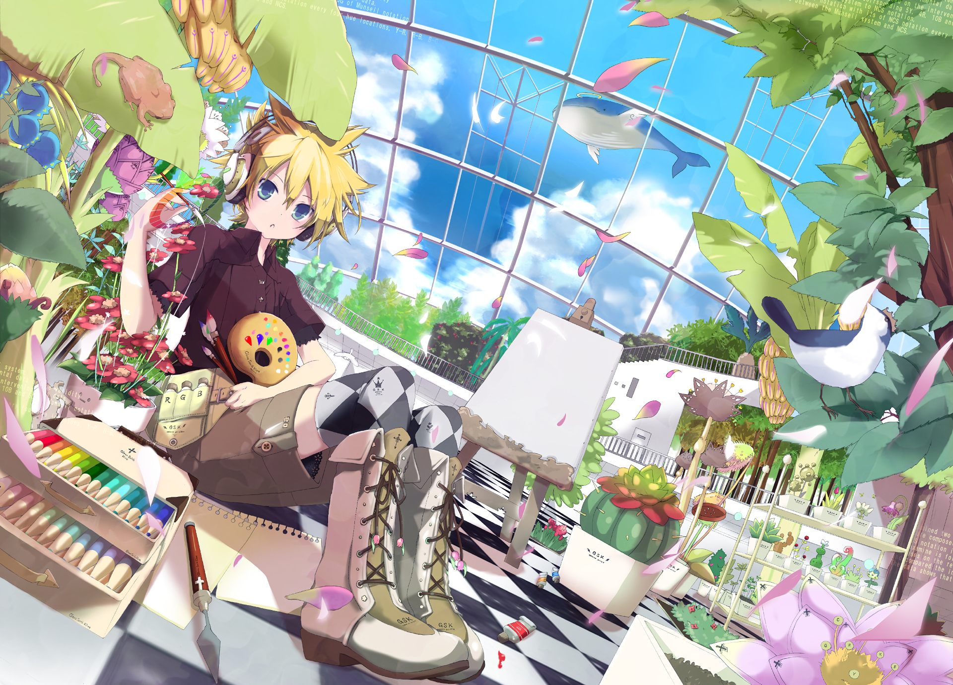 Vocaloid Garden Bliss - HD Wallpaper Featuring Len and Rin Kagamine