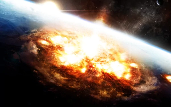 Sci-Fi Planetary Collision HD Wallpaper