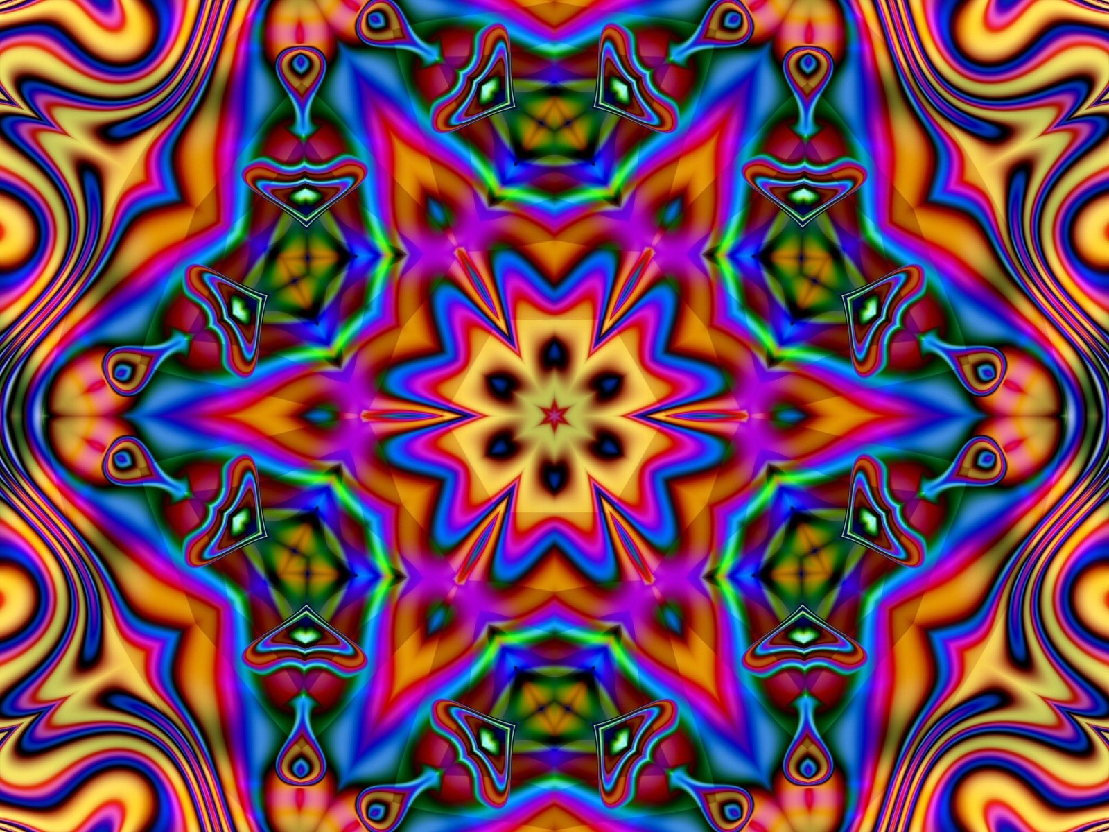 Psychedelic Fractal HD Wallpaper: A Trippy Color Explosion