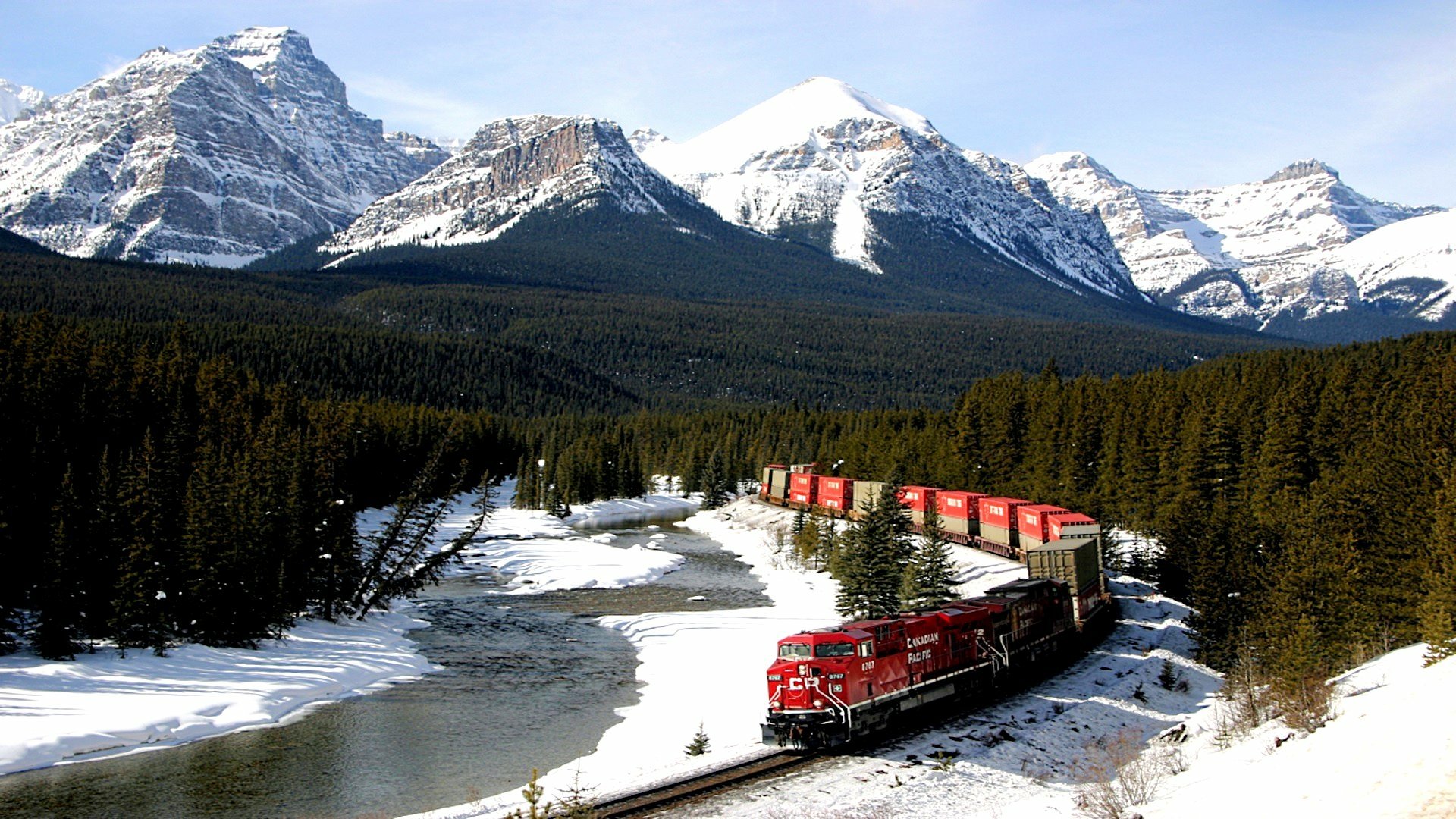 Scenic HD Train Journey Through Snowy Mountain Wilderness