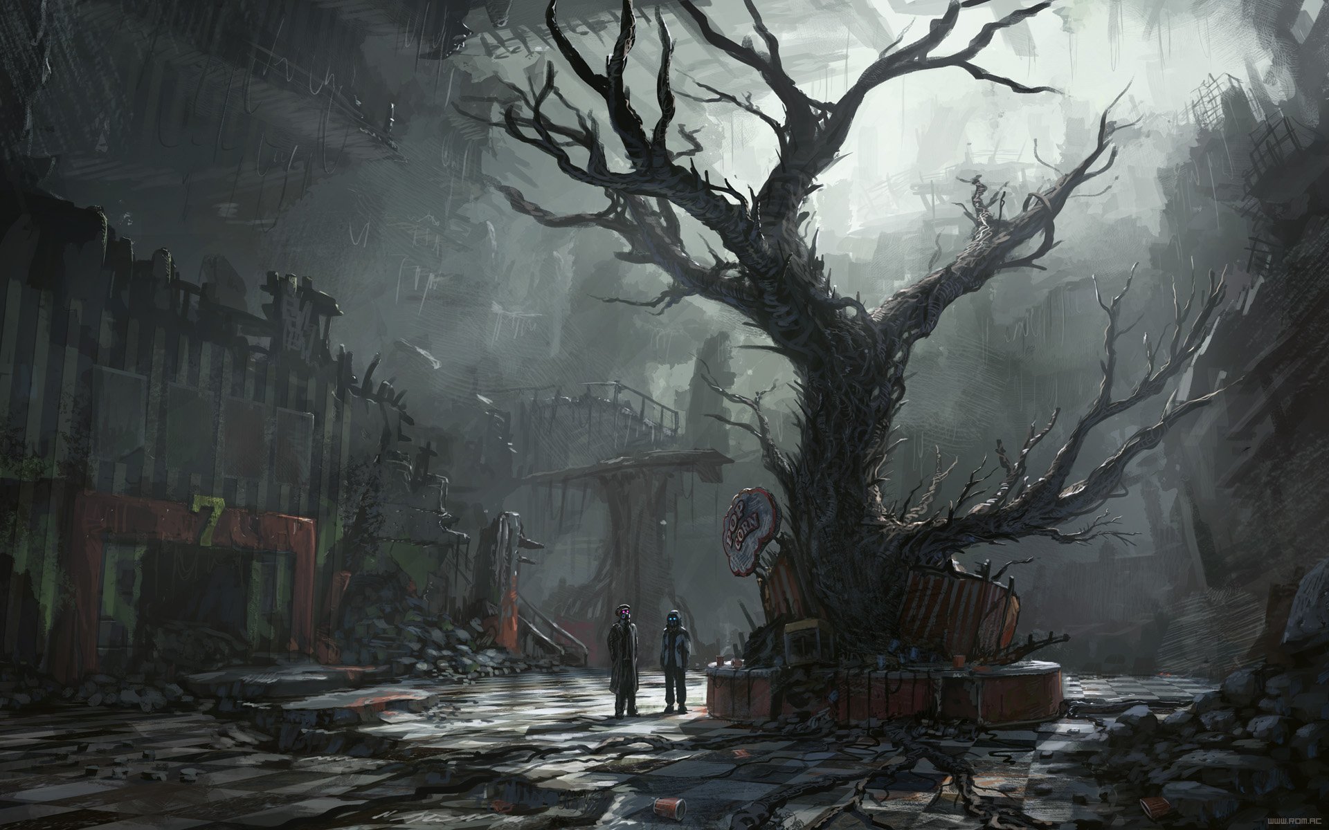 Romantically Apocalyptic: HD Comic Wallpaper of a Haunting Wasteland Scene