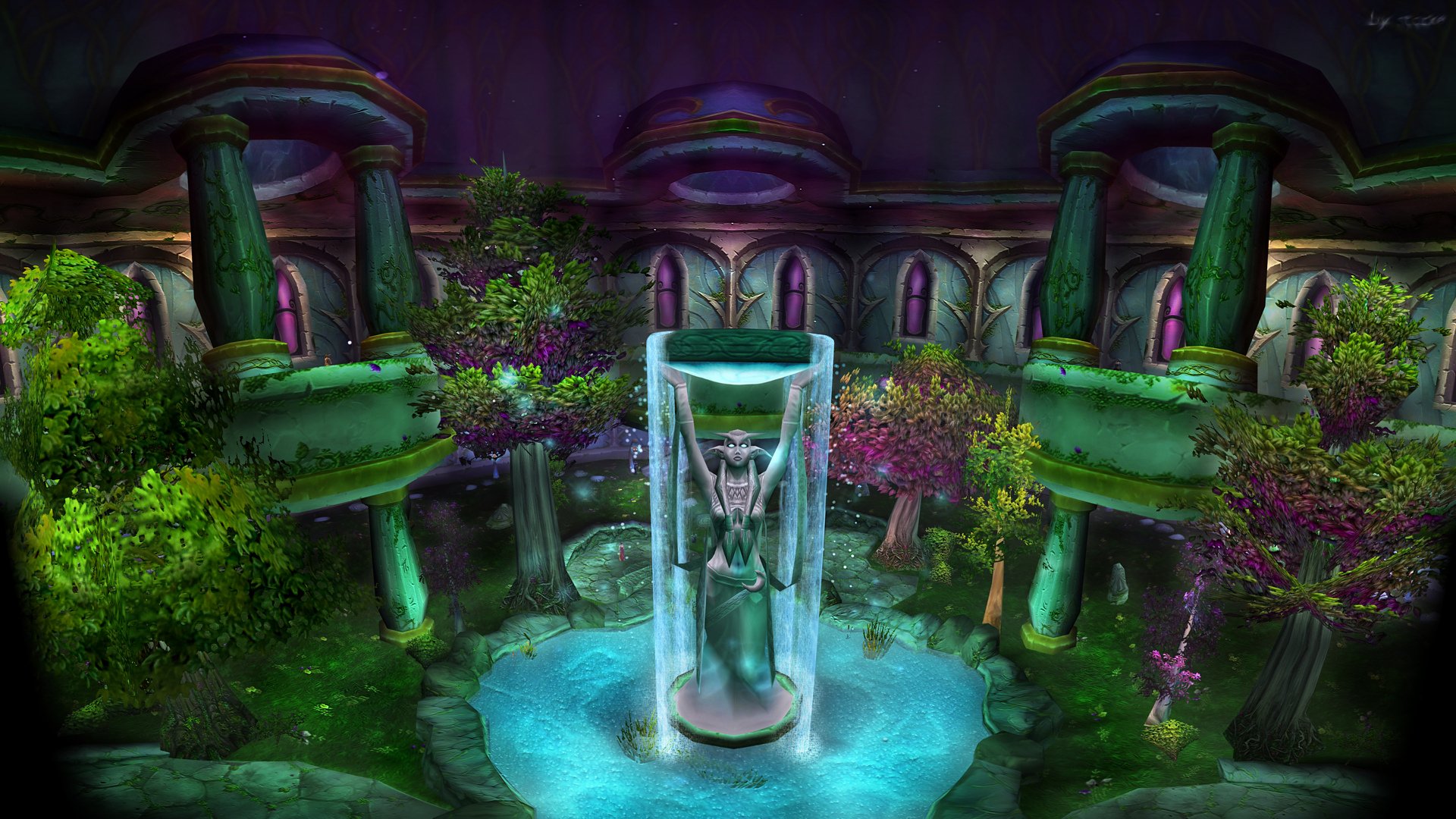 Epic World of Warcraft HD Wallpaper: Mystical Warcraft Sanctuary Vista