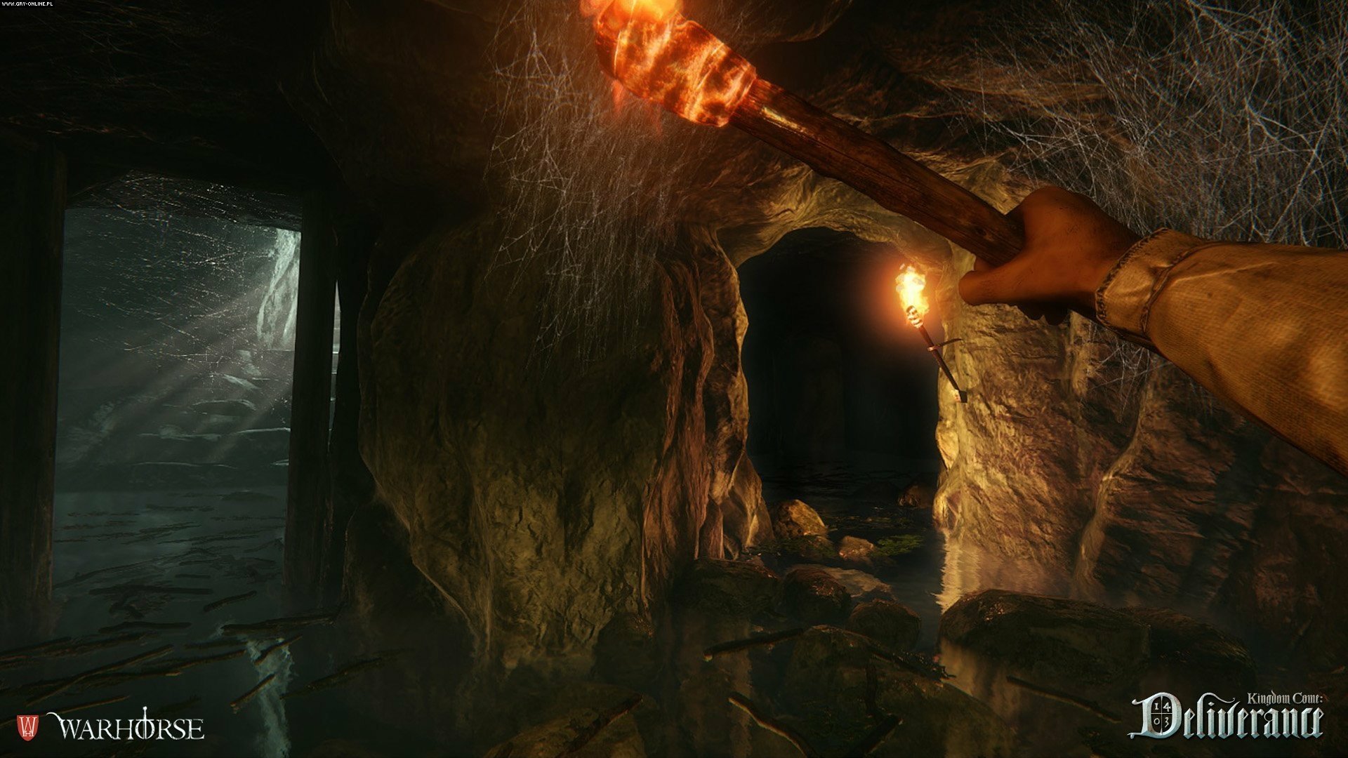 Kingdom Come: Deliverance HD Wallpaper – Exploring the Dark Cavern Glow