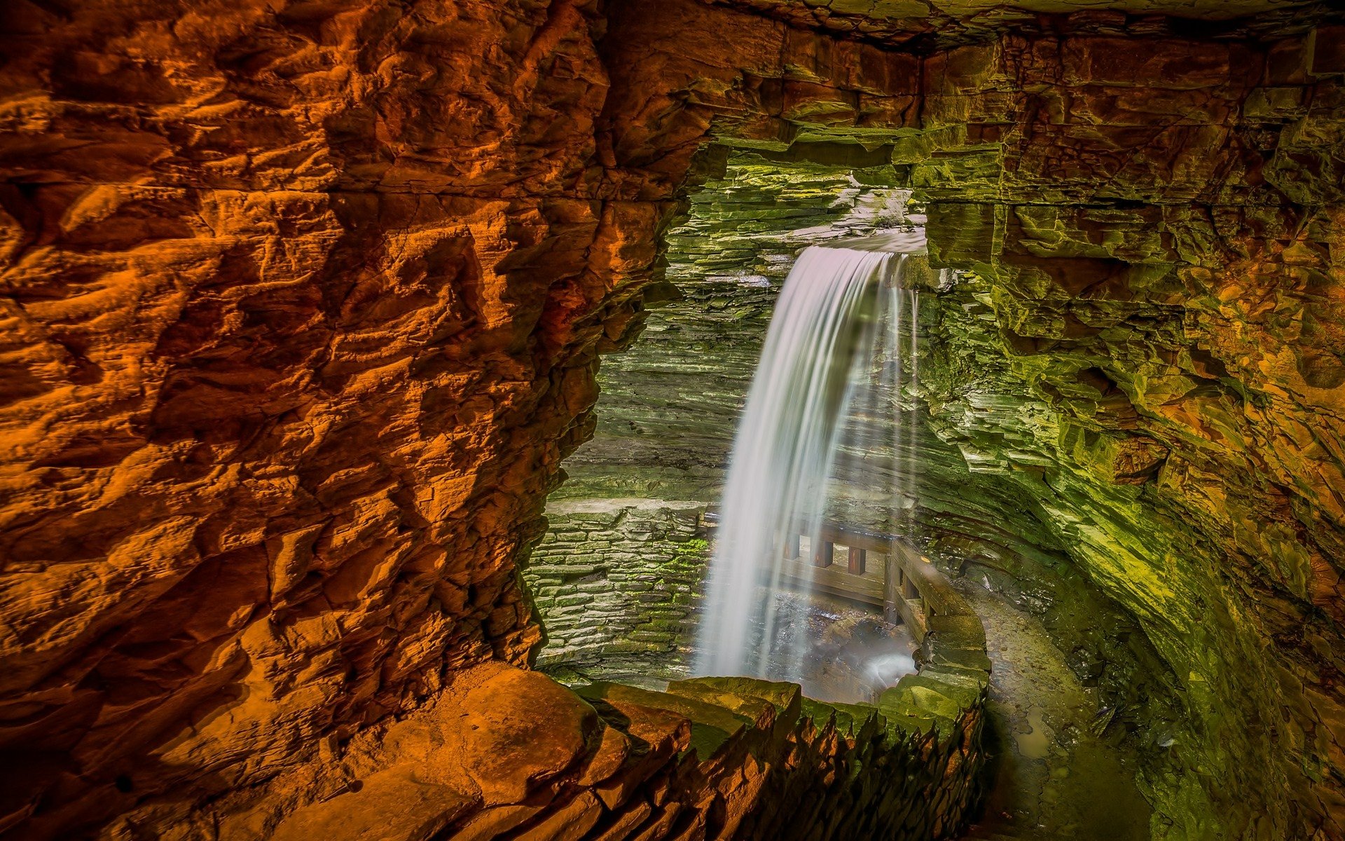 Download Cave Nature Waterfall HD Wallpaper