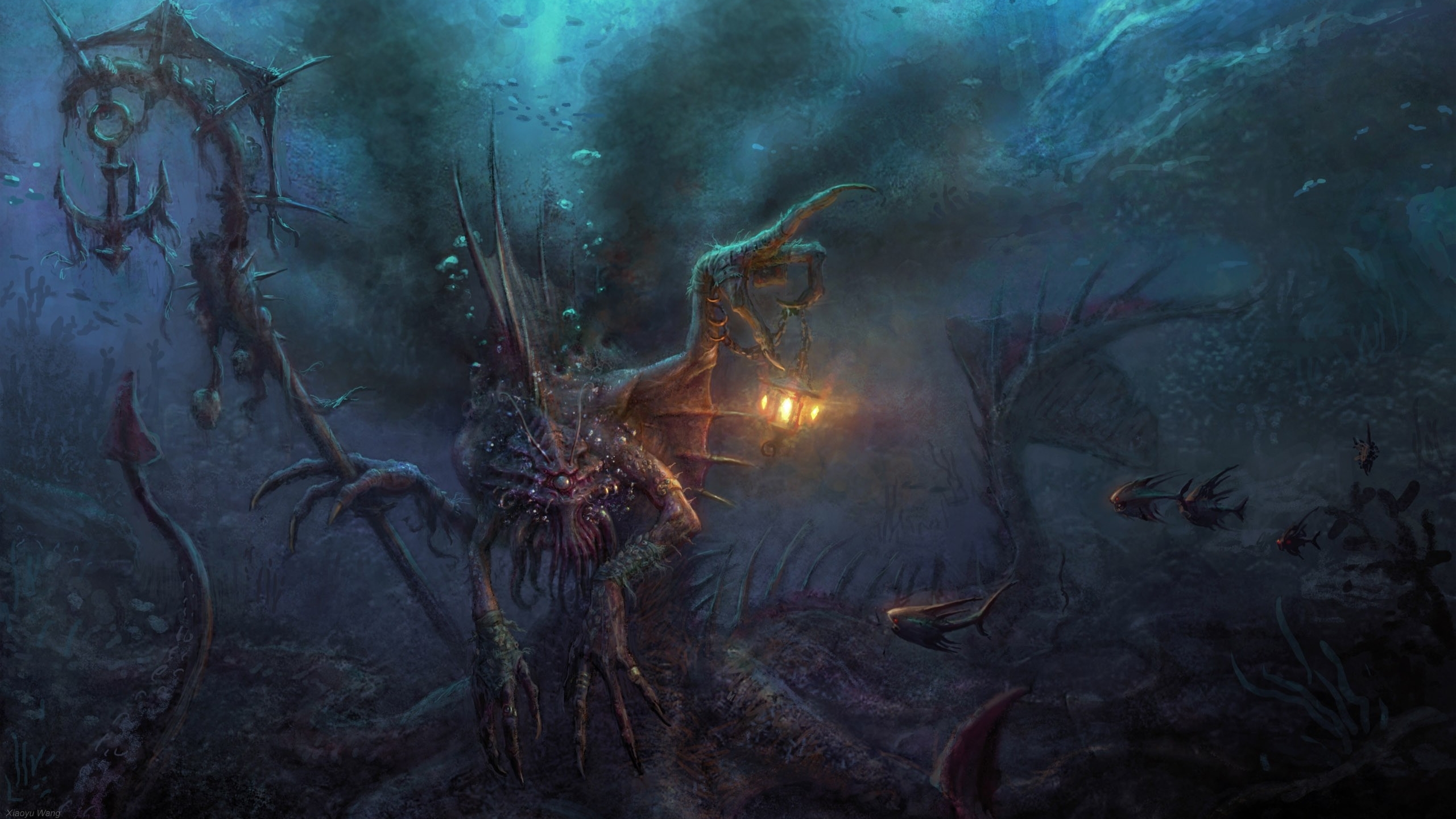 Dark Abyss: The Haunting Depths of the Creature by Xiaoyu Wang