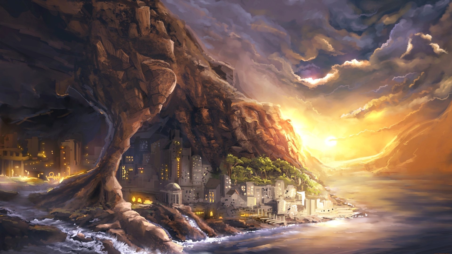 Fantasy Cityscape: A Stunning HD Wallpaper Experience