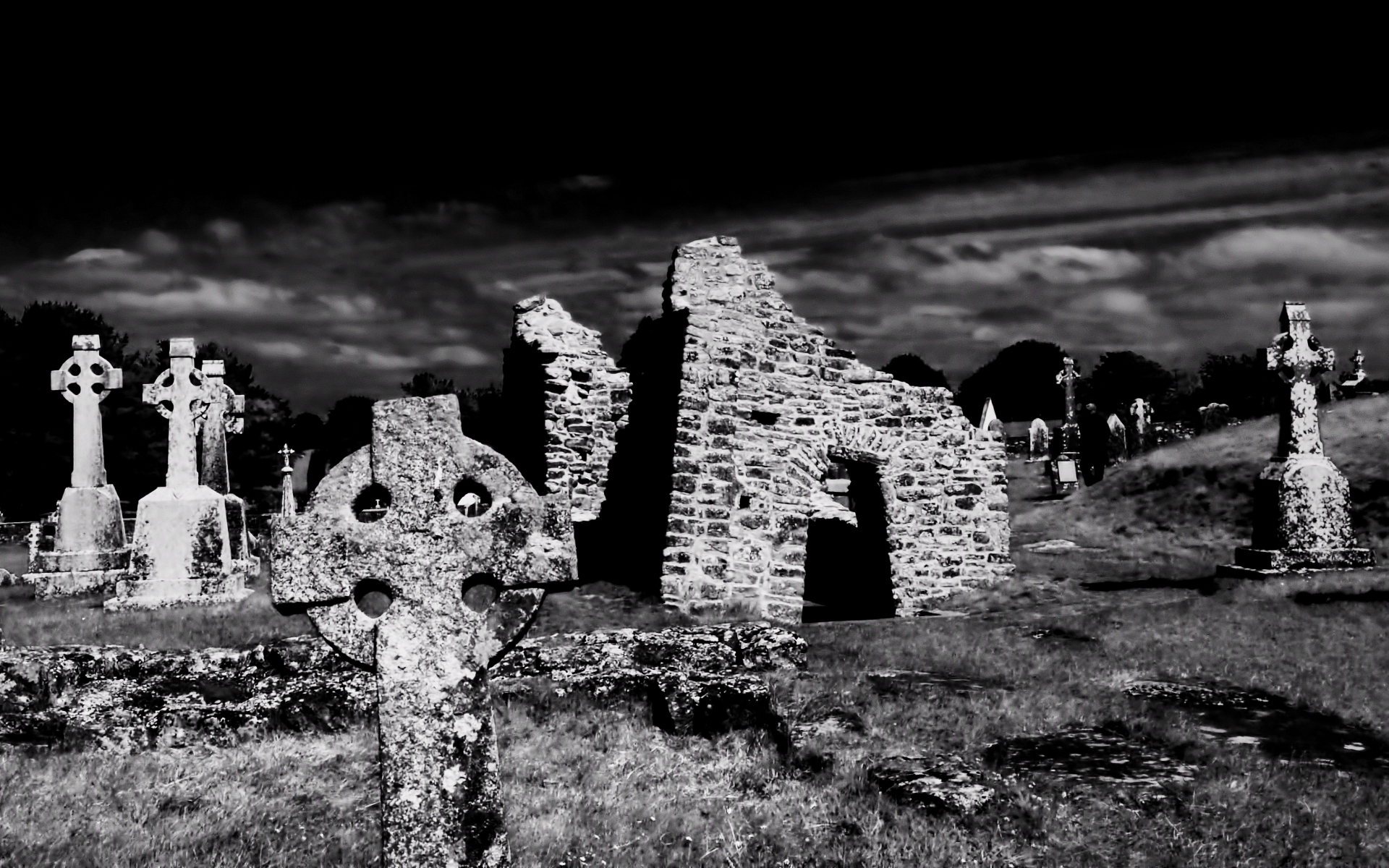 Download Black & White Architecture Cemetery Monastery Cross Ireland ...