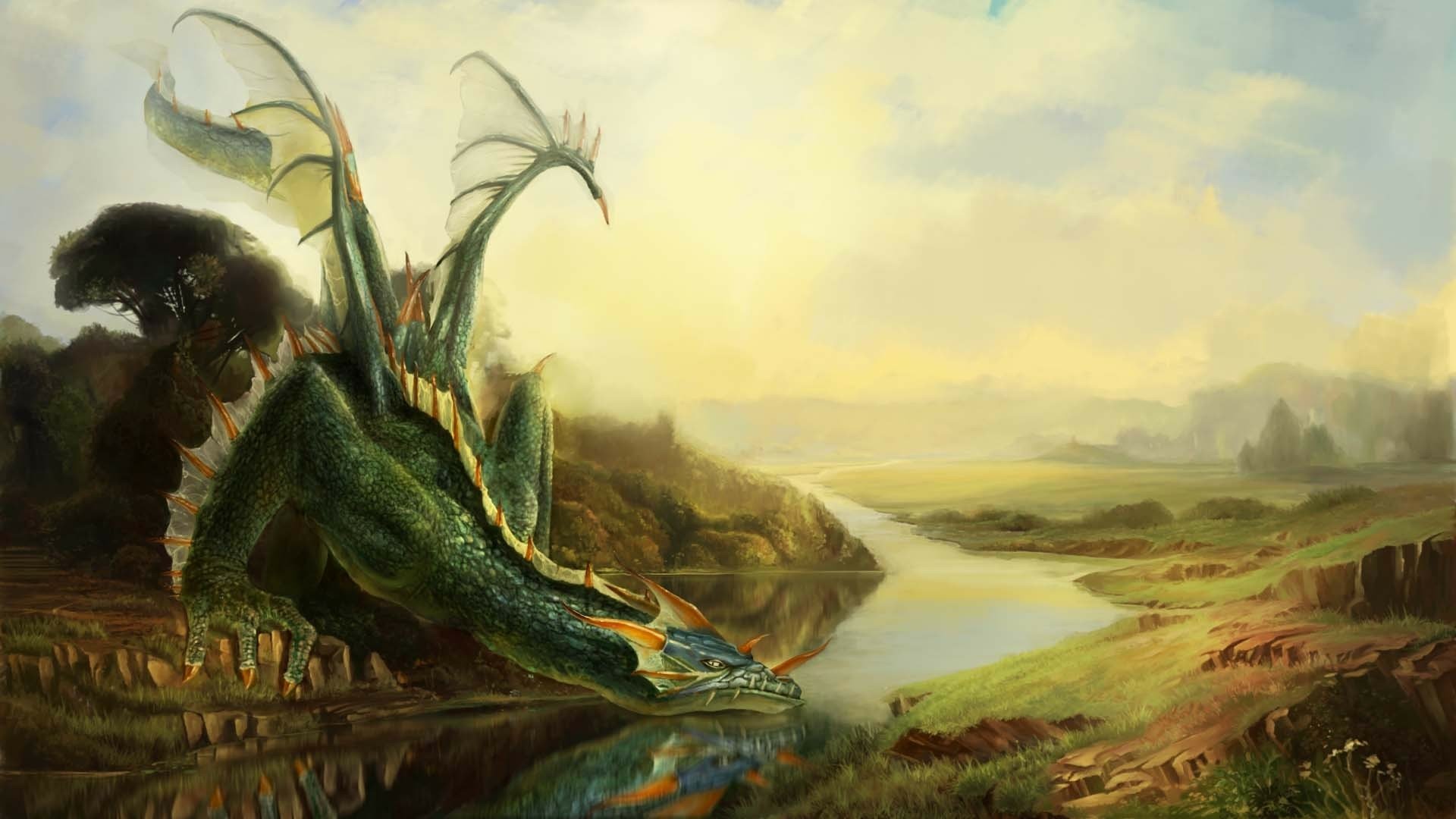 Majestic Dragon: A Stunning HD Wallpaper for Fantasy Lovers | 1920x1080 ...