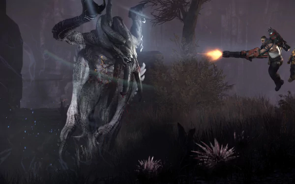 Evolve HD Wallpaper: Epic Monster vs Hunters Under the Blood Moon