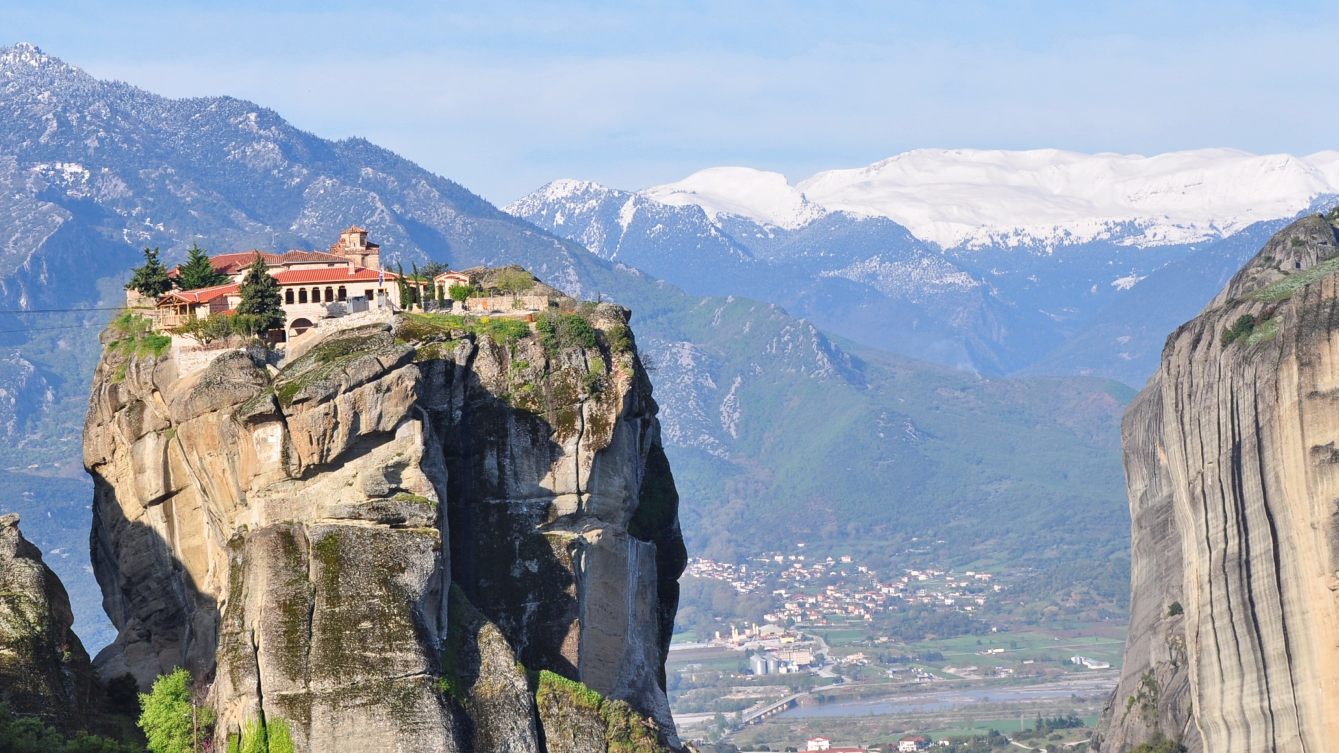 Download Landscape Monastery Greece Religious Meteora HD Wallpaper by ...